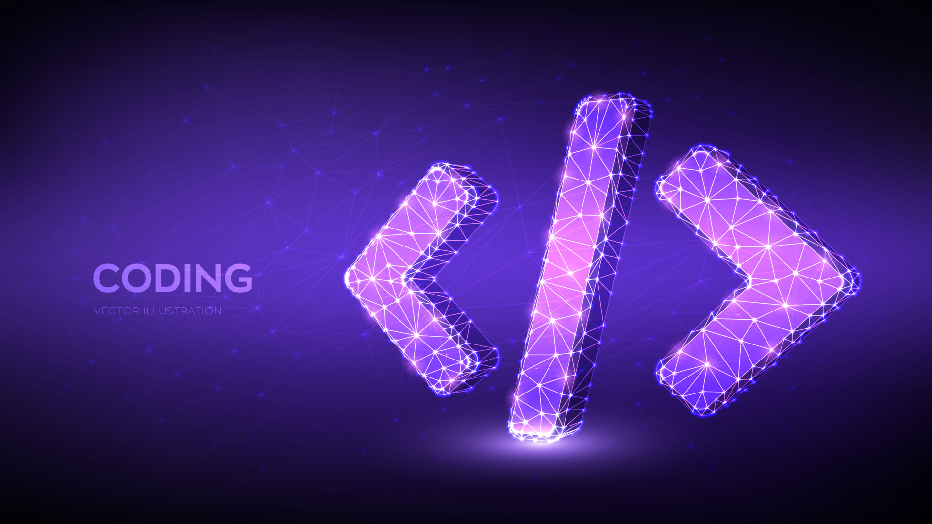 Programming Code Icon 3d Low Polygonal Abstract Programming Code Symbol Coding Or Hacker