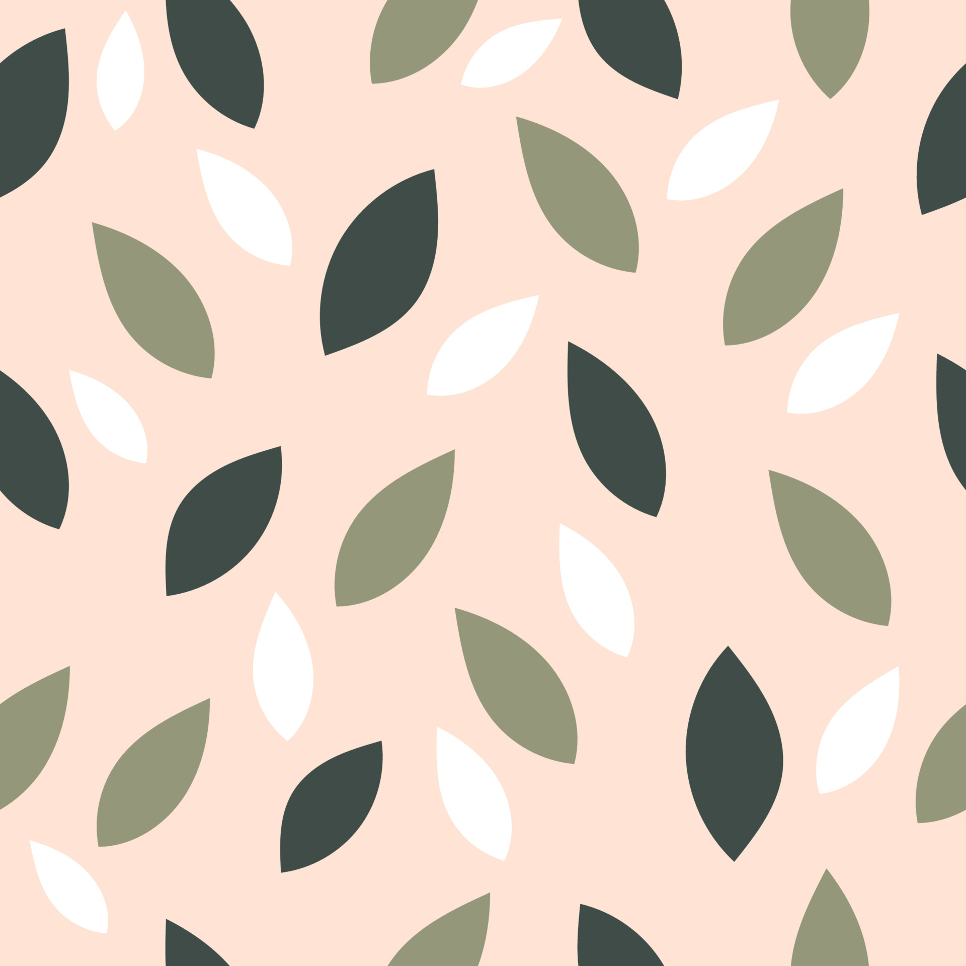 Beautiful spring seamless pattern with simple leaves in a flat style ...