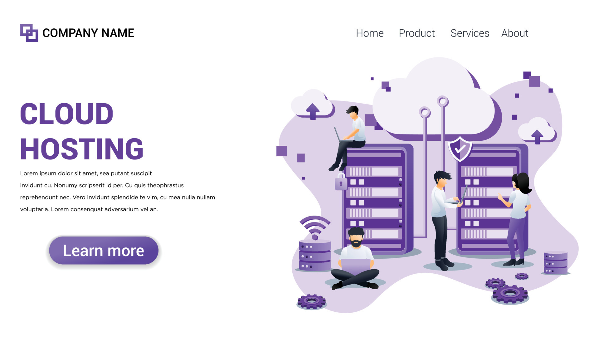 Cloud hosting Illustration for Web, web interface, website, web graphic ...
