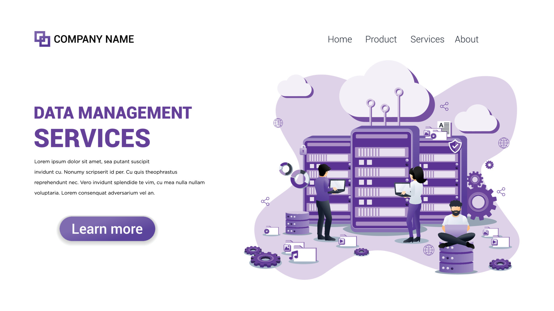 Data management services Illustration for Web, web interface, website ...