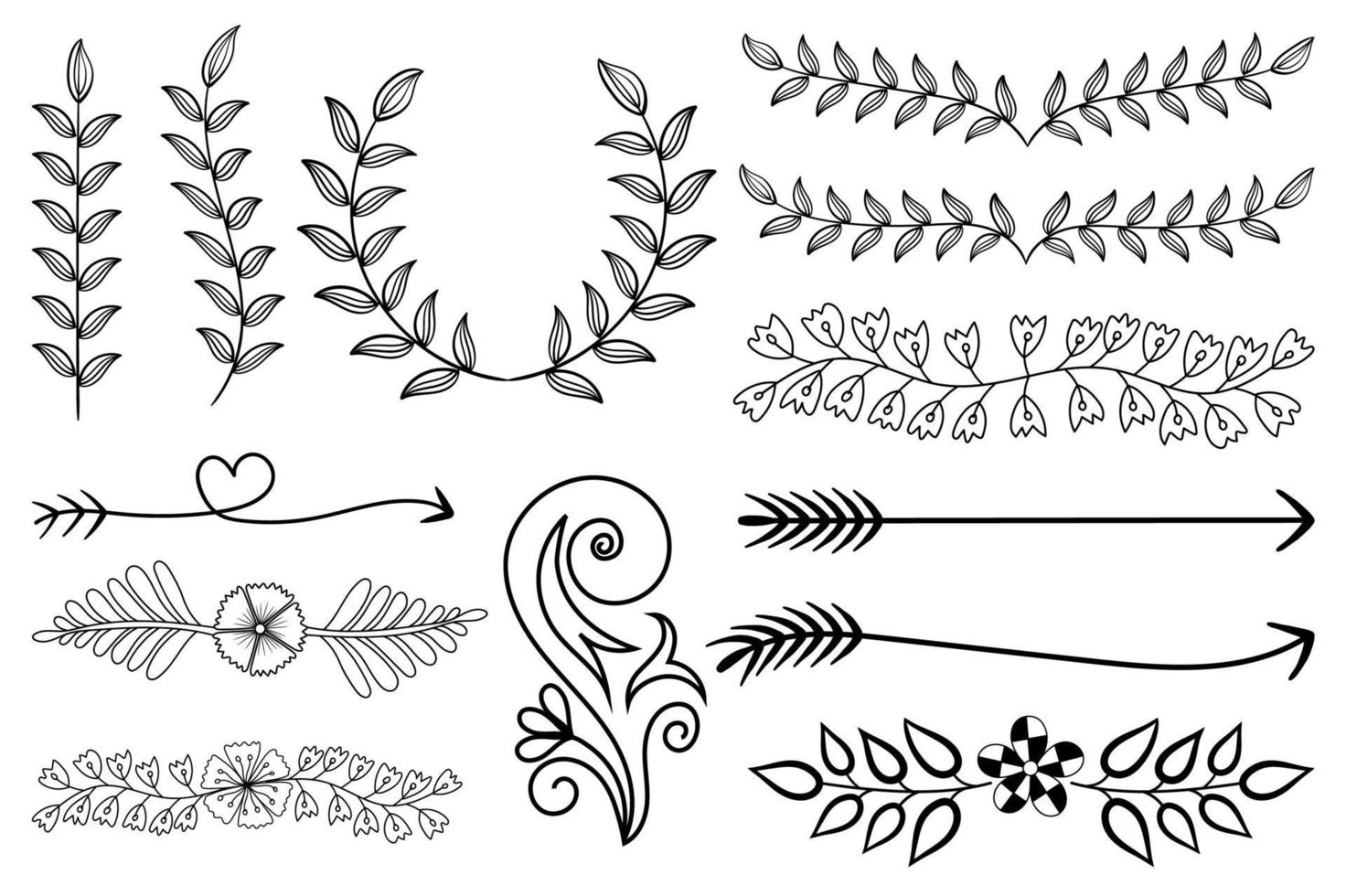 set of vintage line art, beautiful vintage ornamental decorative border ...