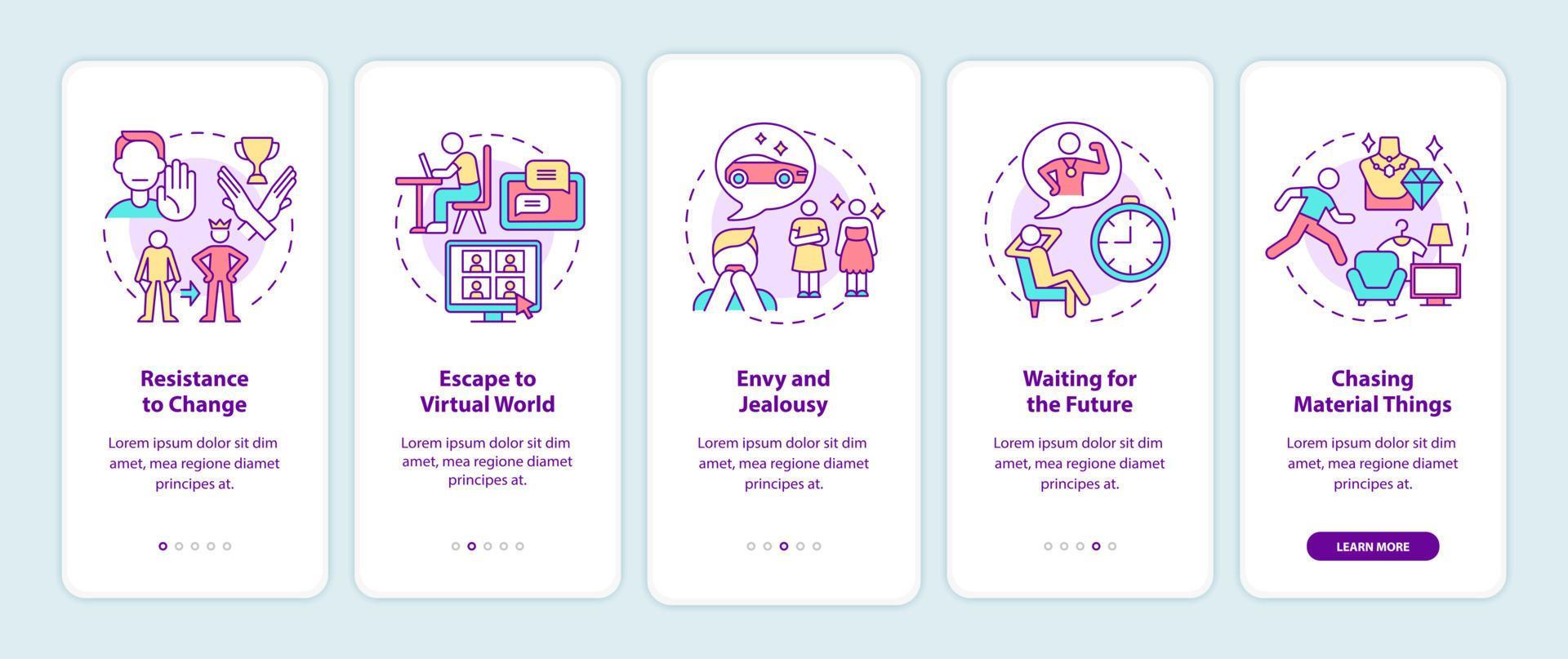 Obstacles To Happiness Mindset Onboarding Mobile App Page Screen Success Barriers Walkthrough 5