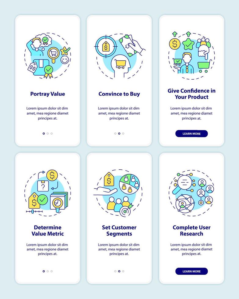 Creating Pricing Strategy For Product Onboarding Mobile App Screen Set Walkthrough 3 Steps