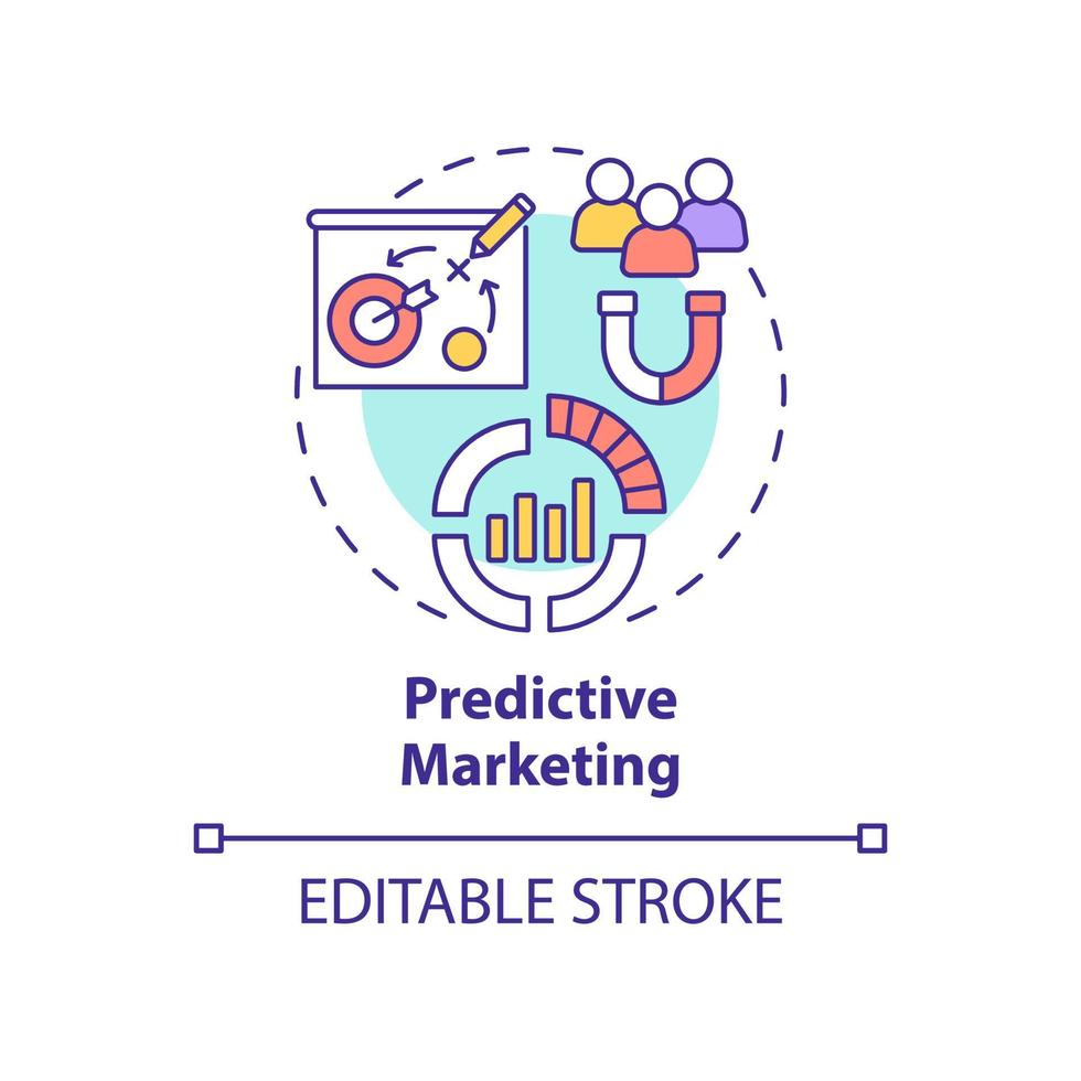 Predictive marketing concept icon. Advertising cases analyze. Customer ...