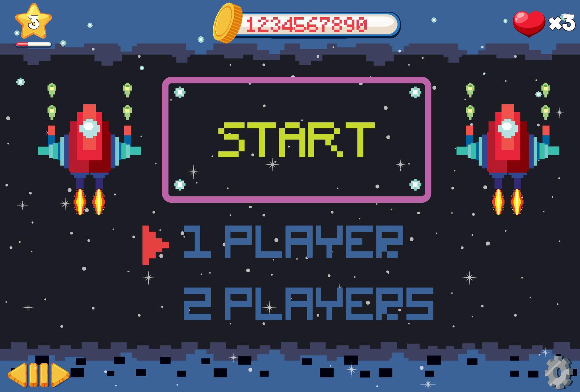 Pixel game interface with start button 5921442 Vector Art at Vecteezy