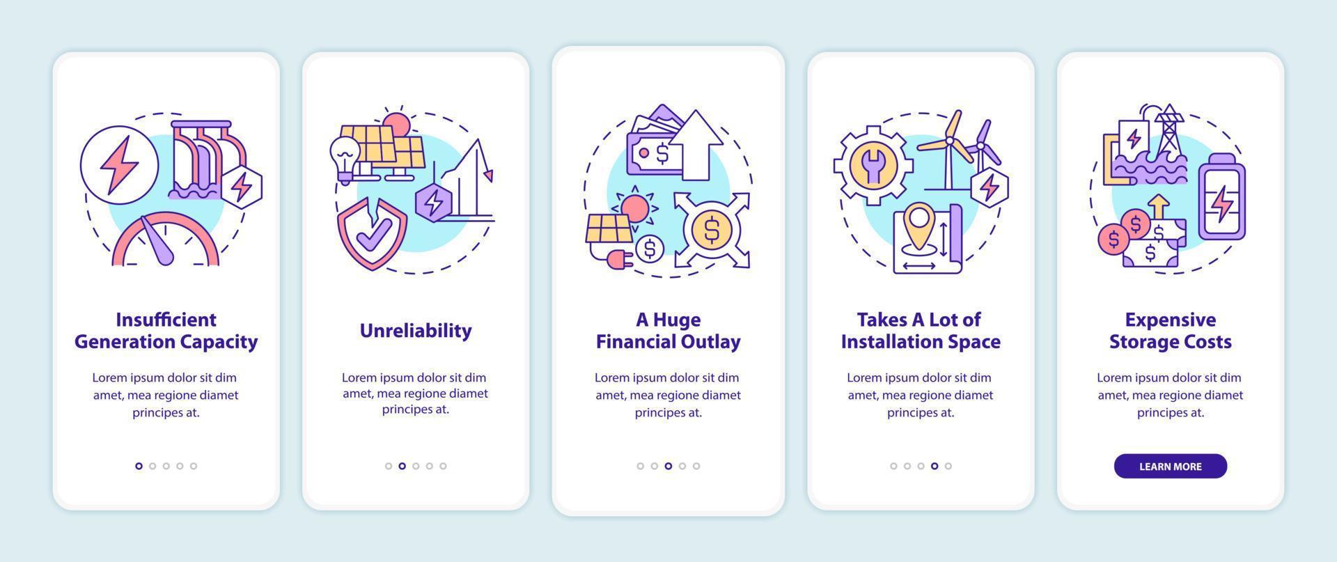Renewable Energy Disadvantages Onboarding Mobile App Page Screen Financial Outlay Walkthrough 5