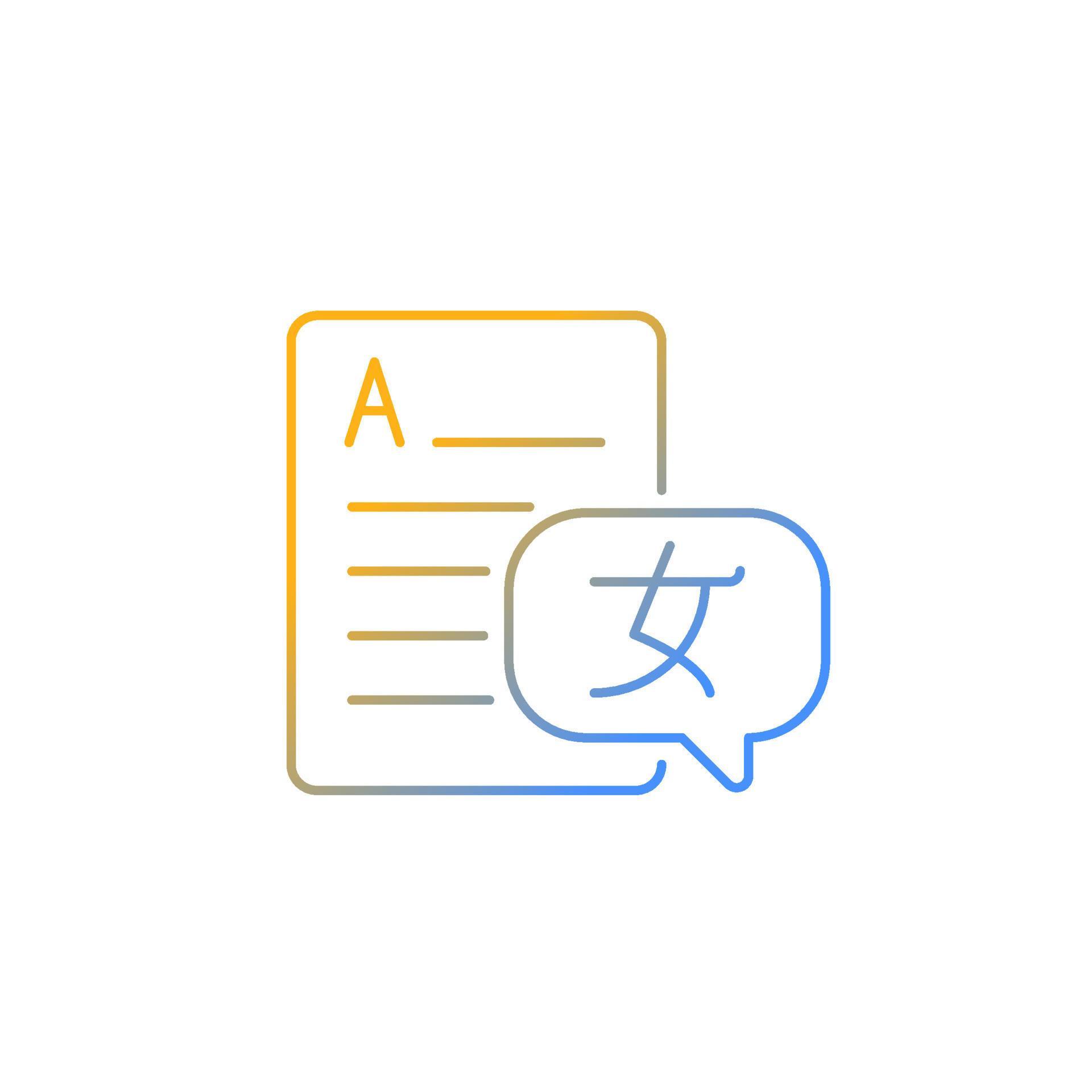 Foreign languages gradient linear vector icon. Text translation ...