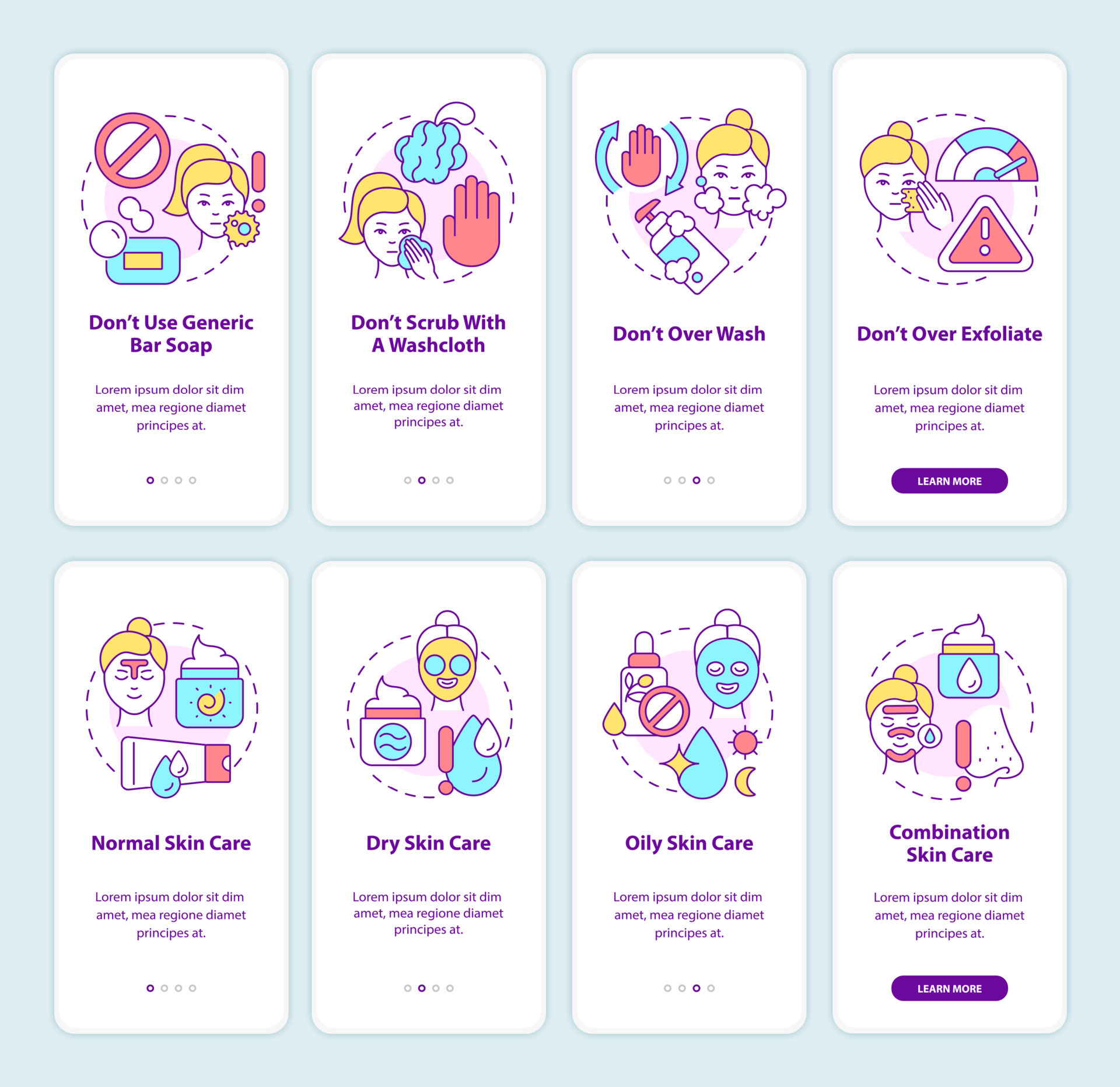 Skincare Routine Onboarding Mobile App Screen Set Beauty Walkthrough 4