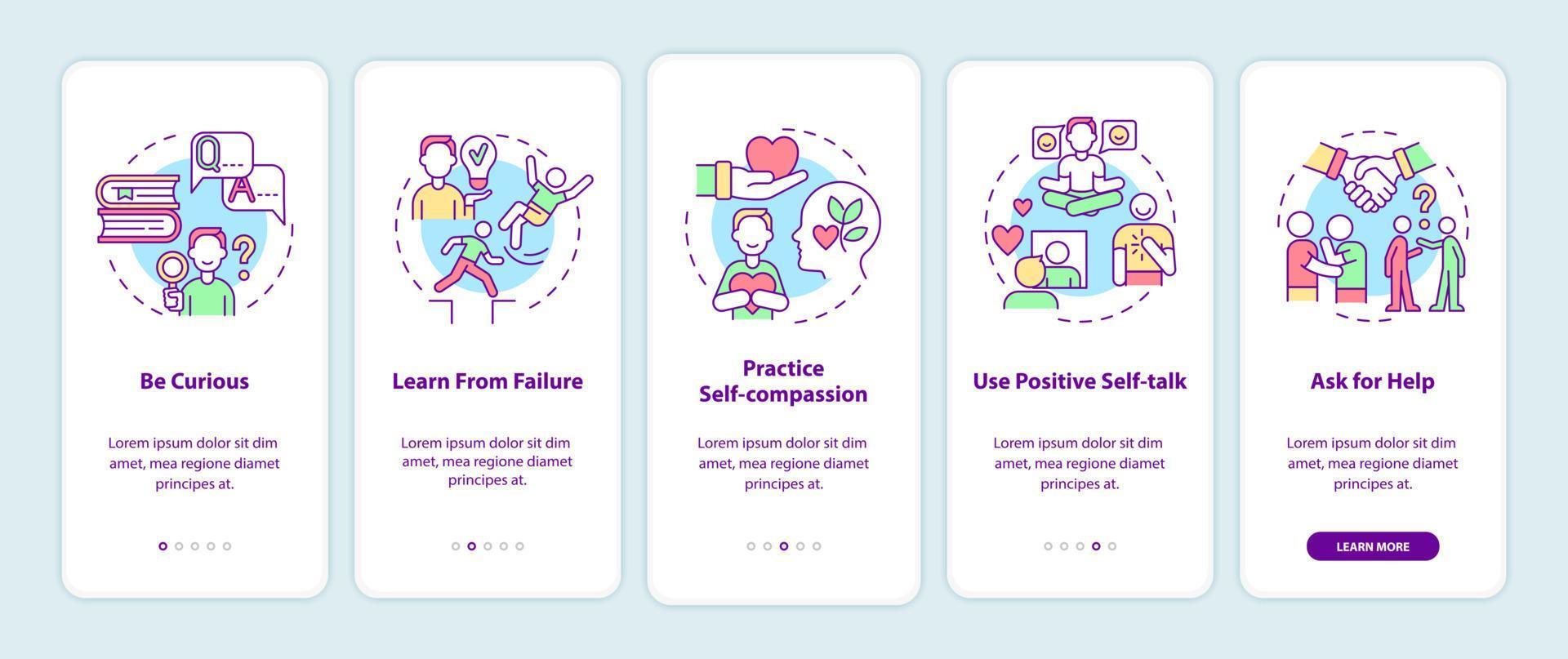 Happiness Mindset Strategies Onboarding Mobile App Page Screen Goal Achievement Walkthrough 5