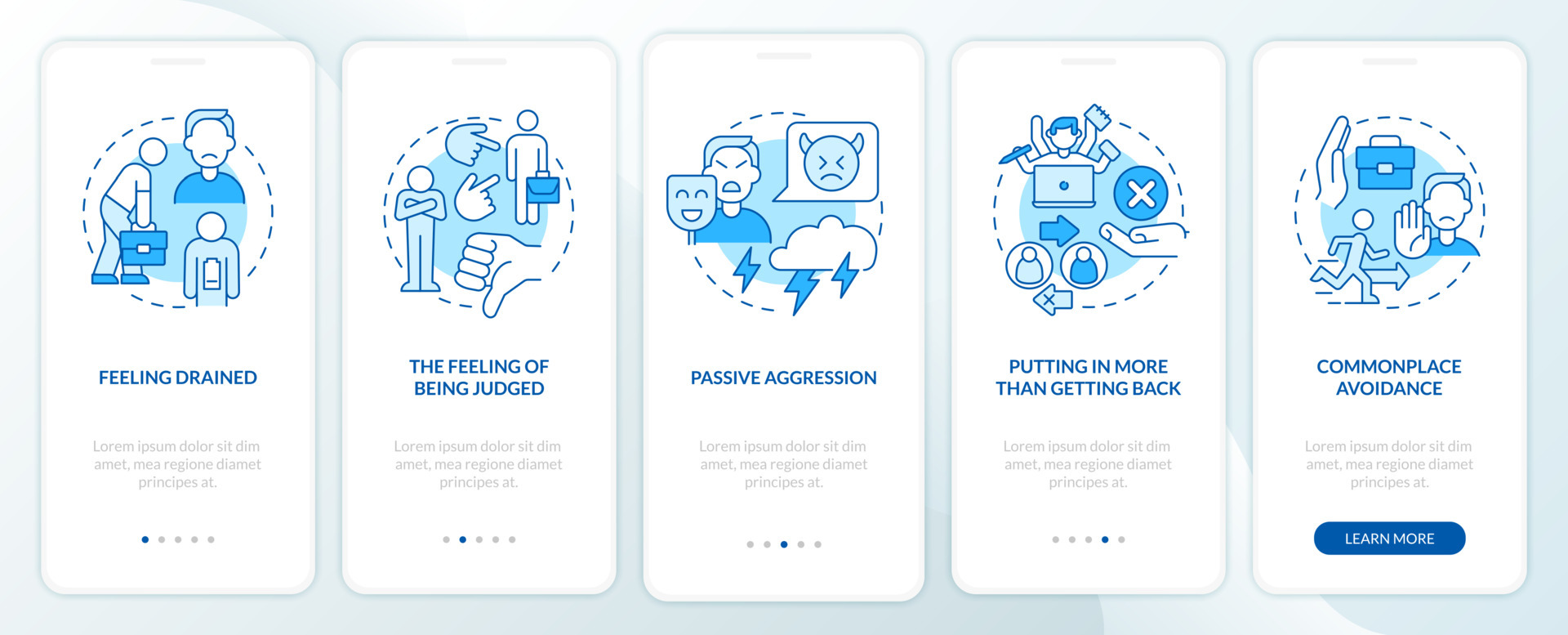 Abusive Work Environment Onboarding Mobile App Page Screen Coworker