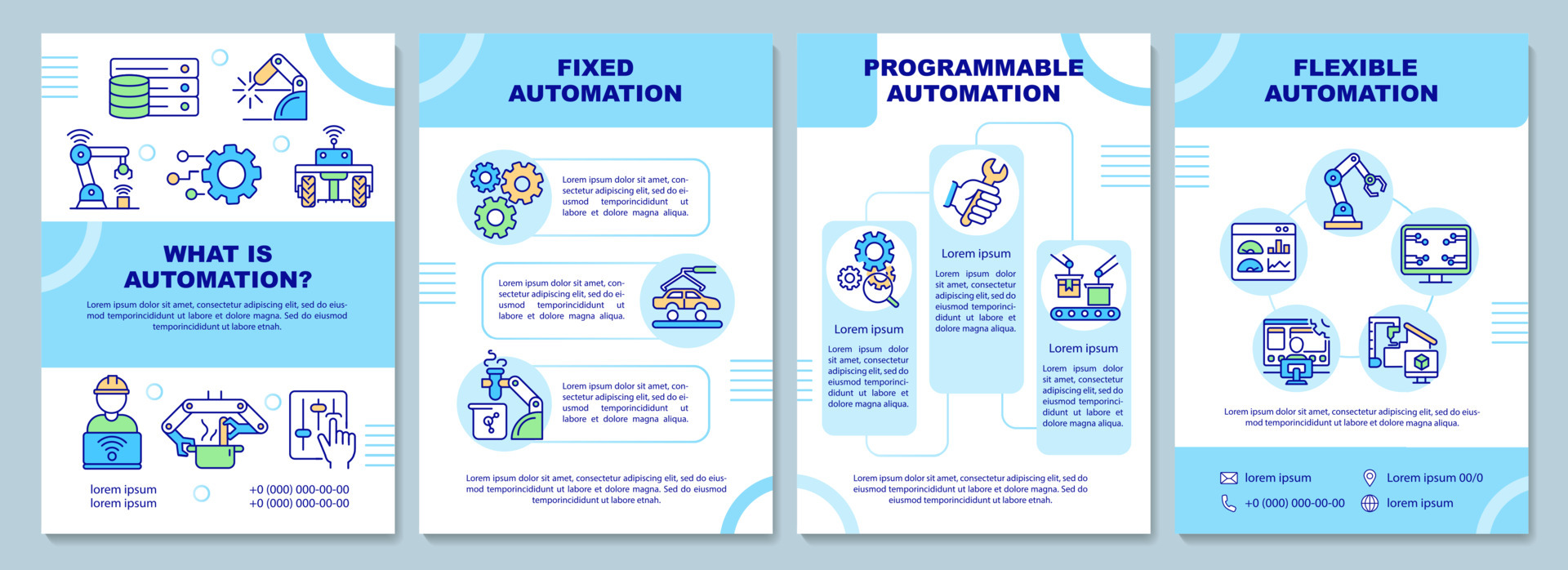 Automation Types Brochure Template Program And Software Booklet Print Design With Linear Icons