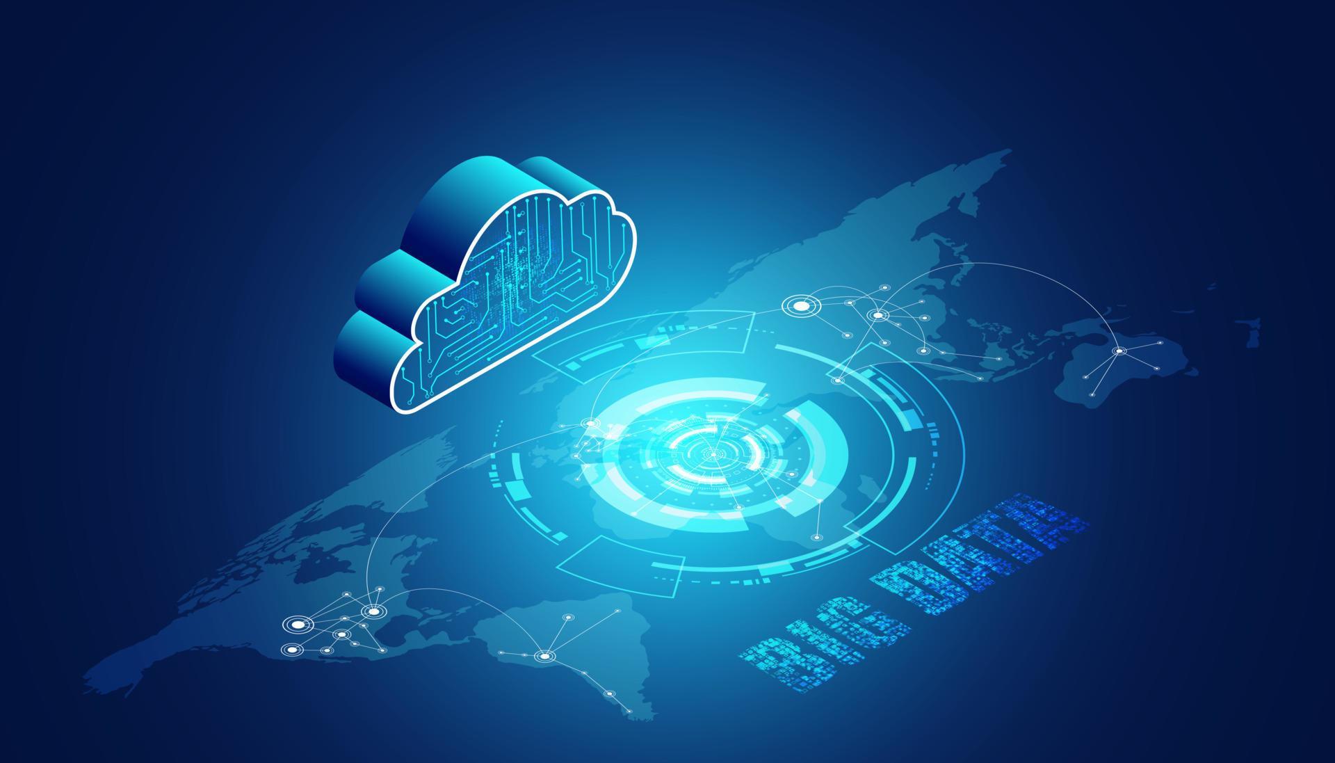 Abstract Cloud Technology With Big Data And Interface Concept Connection By Collecting Data In