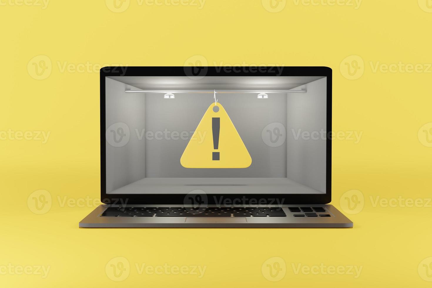 Exclamation mark - text on the computer screen. 3d rendering. 5924540 ...