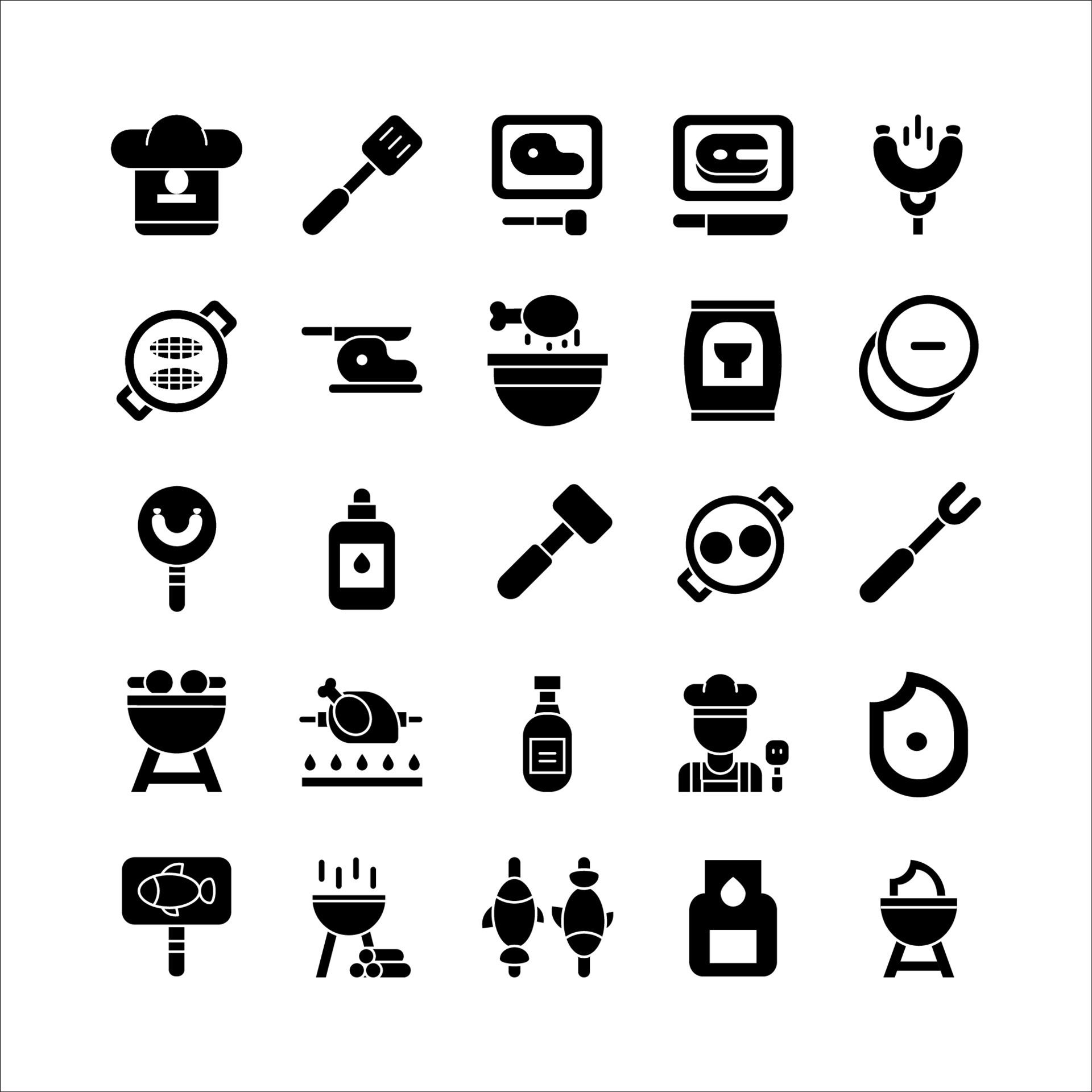Barbeque icon set vector solid for website, mobile app, presentation ...