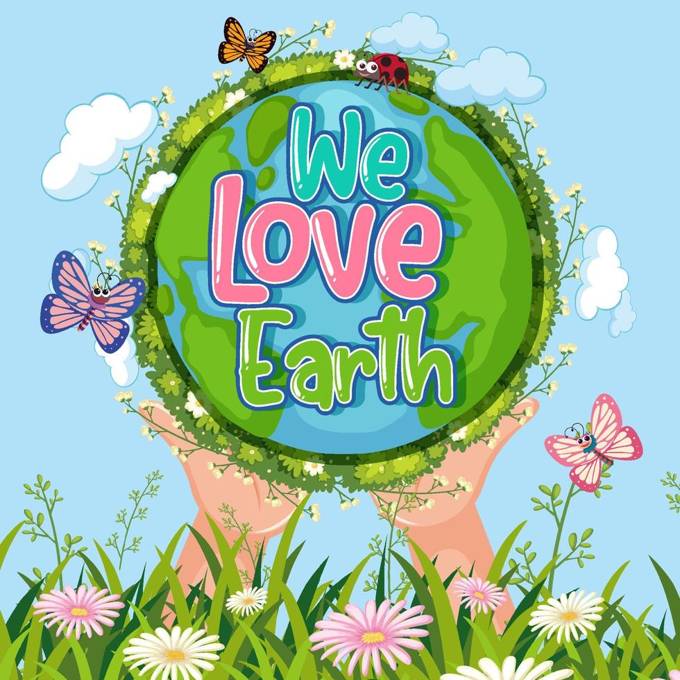 We Love Earth banner with nature elements 5925456 Vector Art at Vecteezy