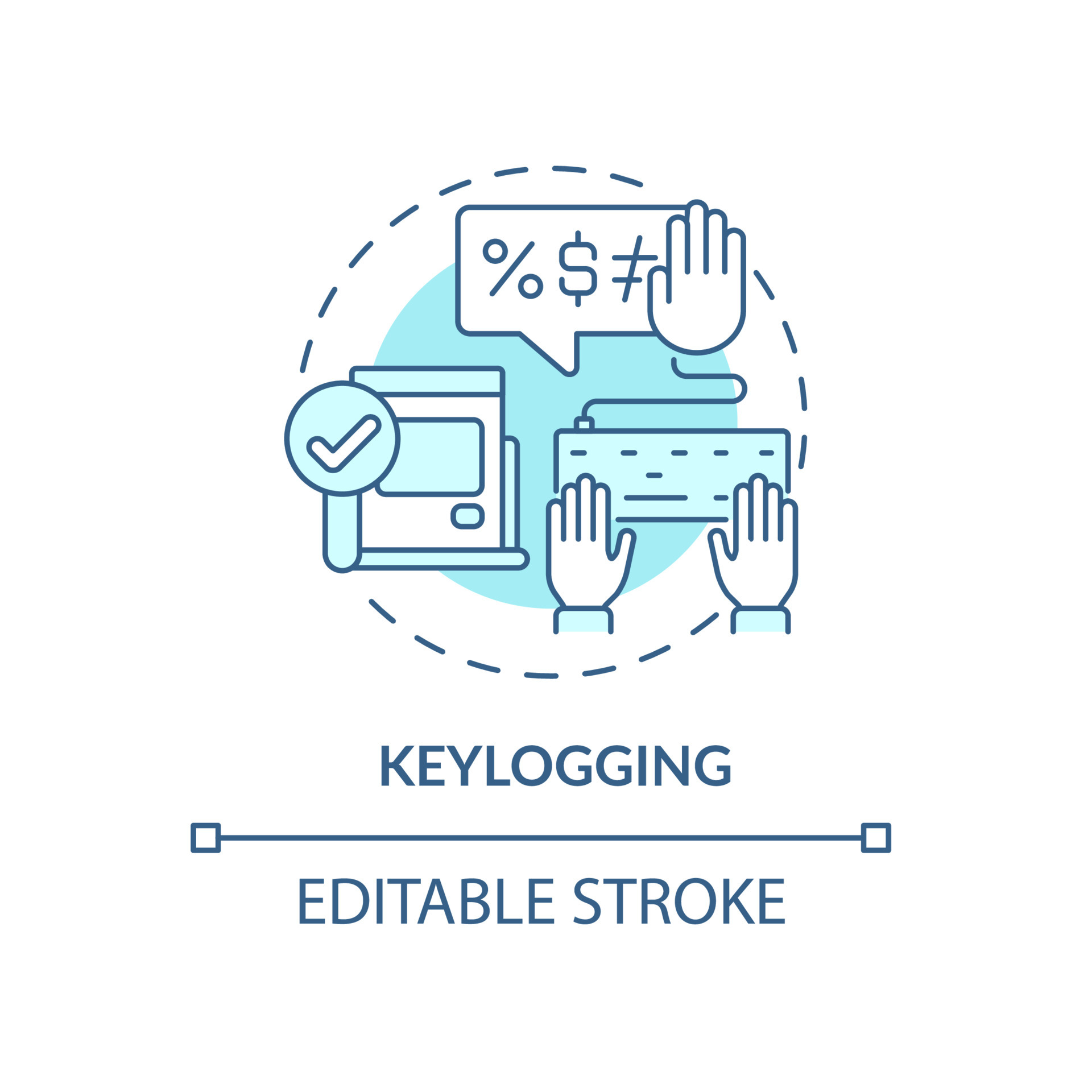 Keylogging blue concept icon. Keystroke logging. Admin access to work ...