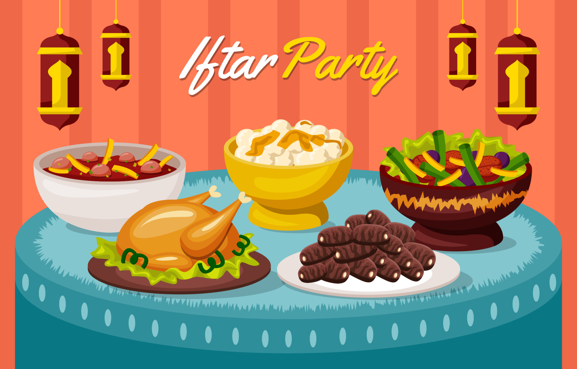 Iftar Food Background 5943557 Vector Art at Vecteezy