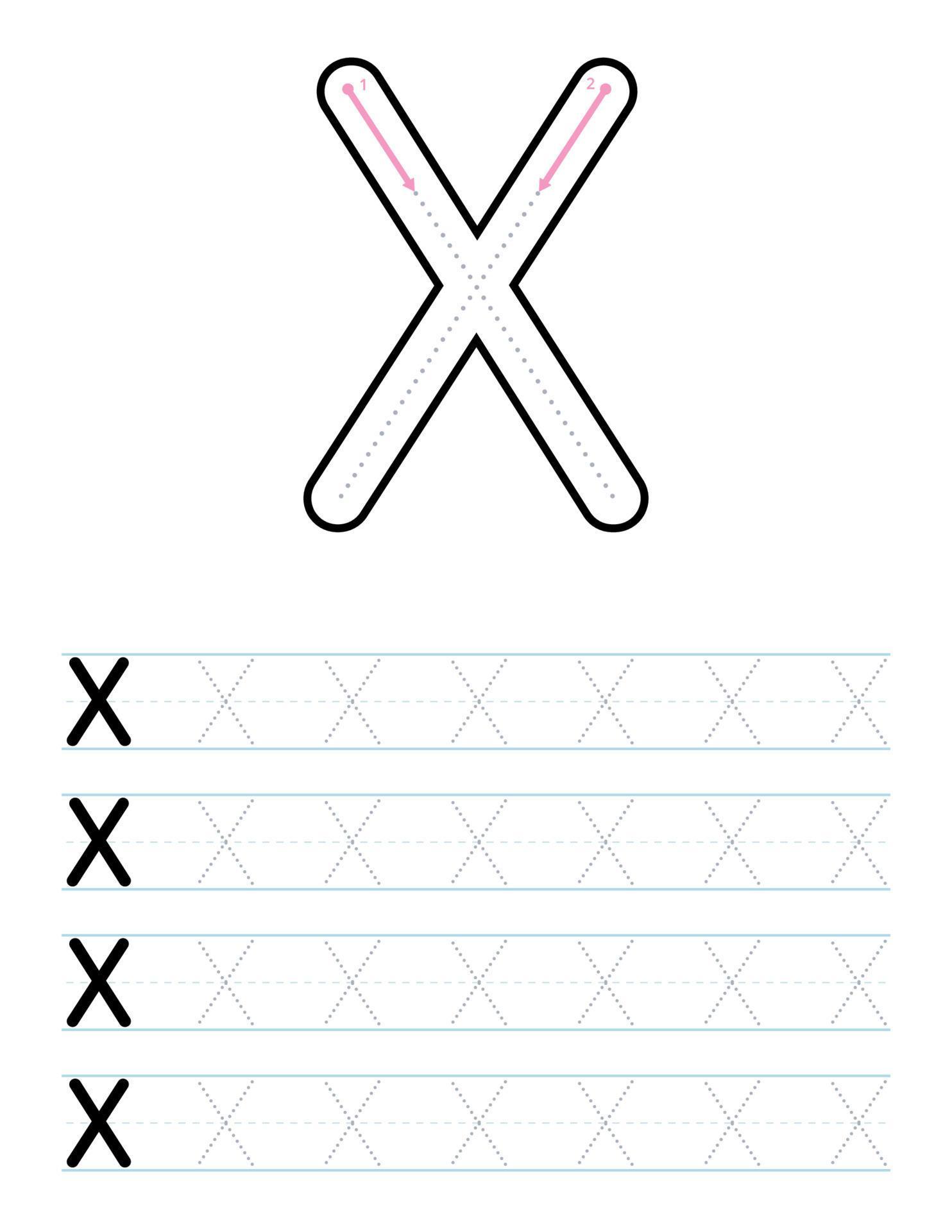 Tracing uppercase letter x worksheet for kids 5947992 Vector Art at ...