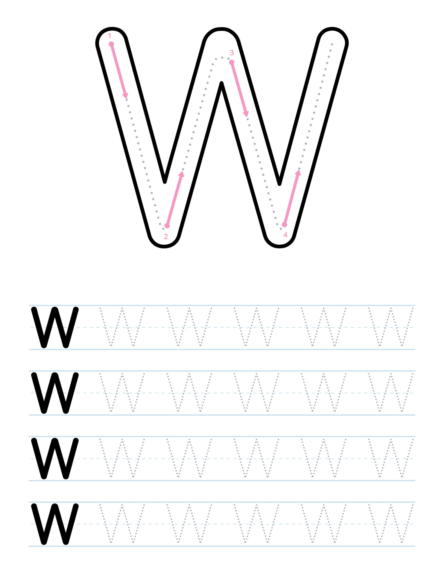 Tracing uppercase letter w worksheet for kids 5947993 Vector Art at ... Tracing uppercase letter w worksheet for kids 5947993 Vector Art at ...
