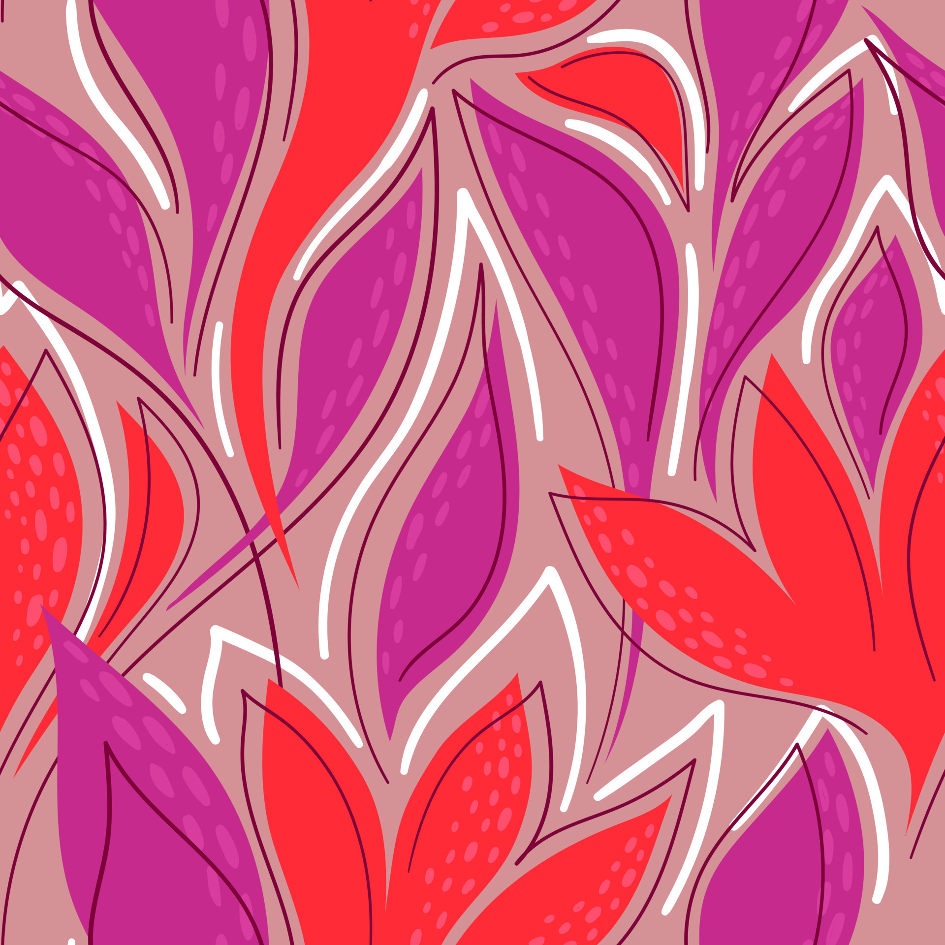 PINK SEAMLESS VECTOR BACKGROUND WITH RED ABSTRACT FLOWERS 5952123 ...