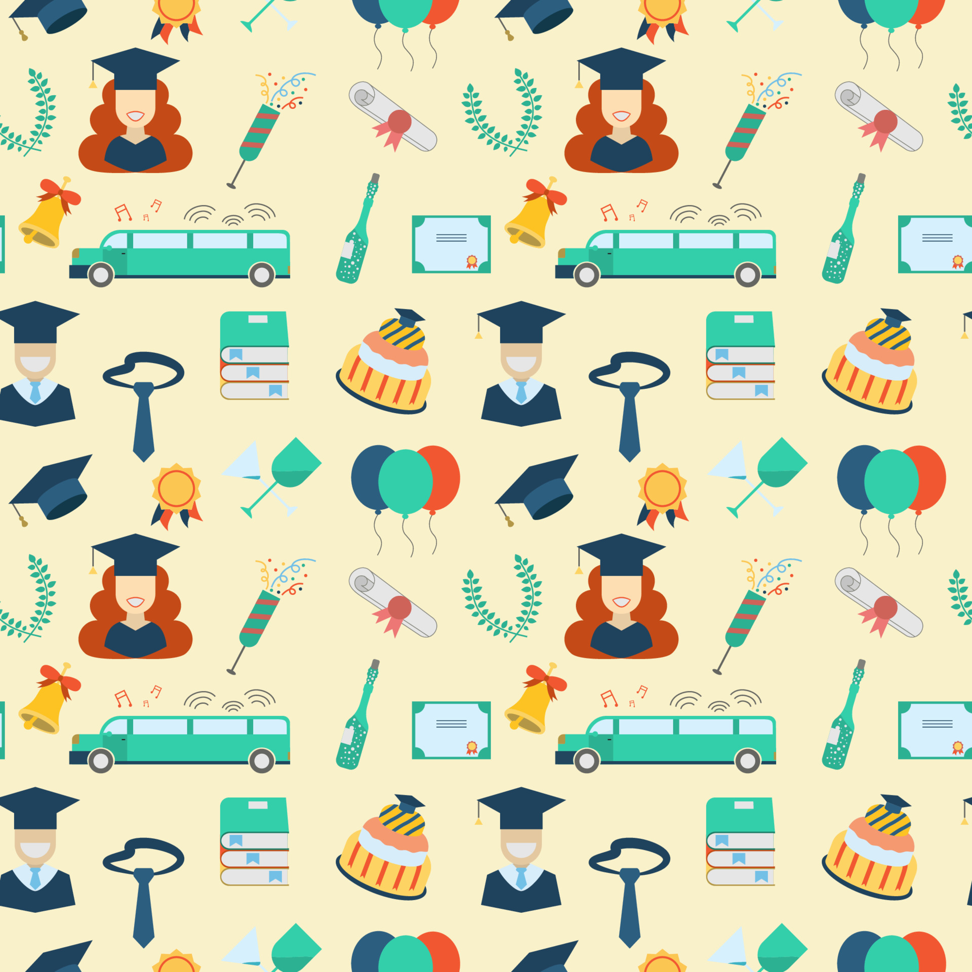 Graduation Elements Seamless Pattern Background 5952574 Vector Art at ...