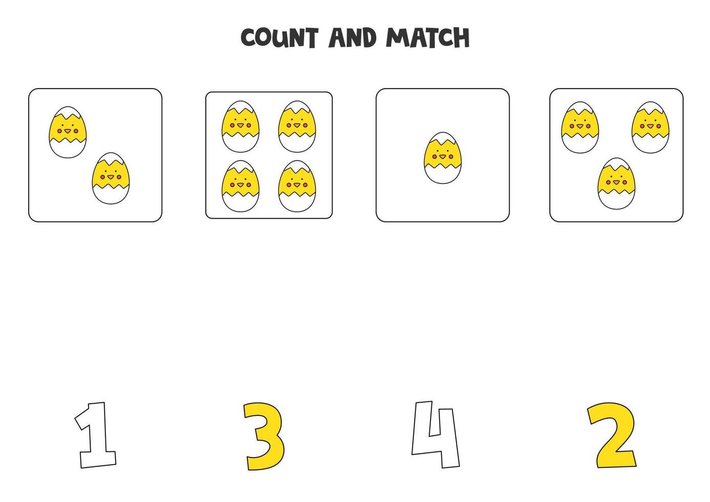 Counting game for kids. Count all Easter eggs and match with numbers ...