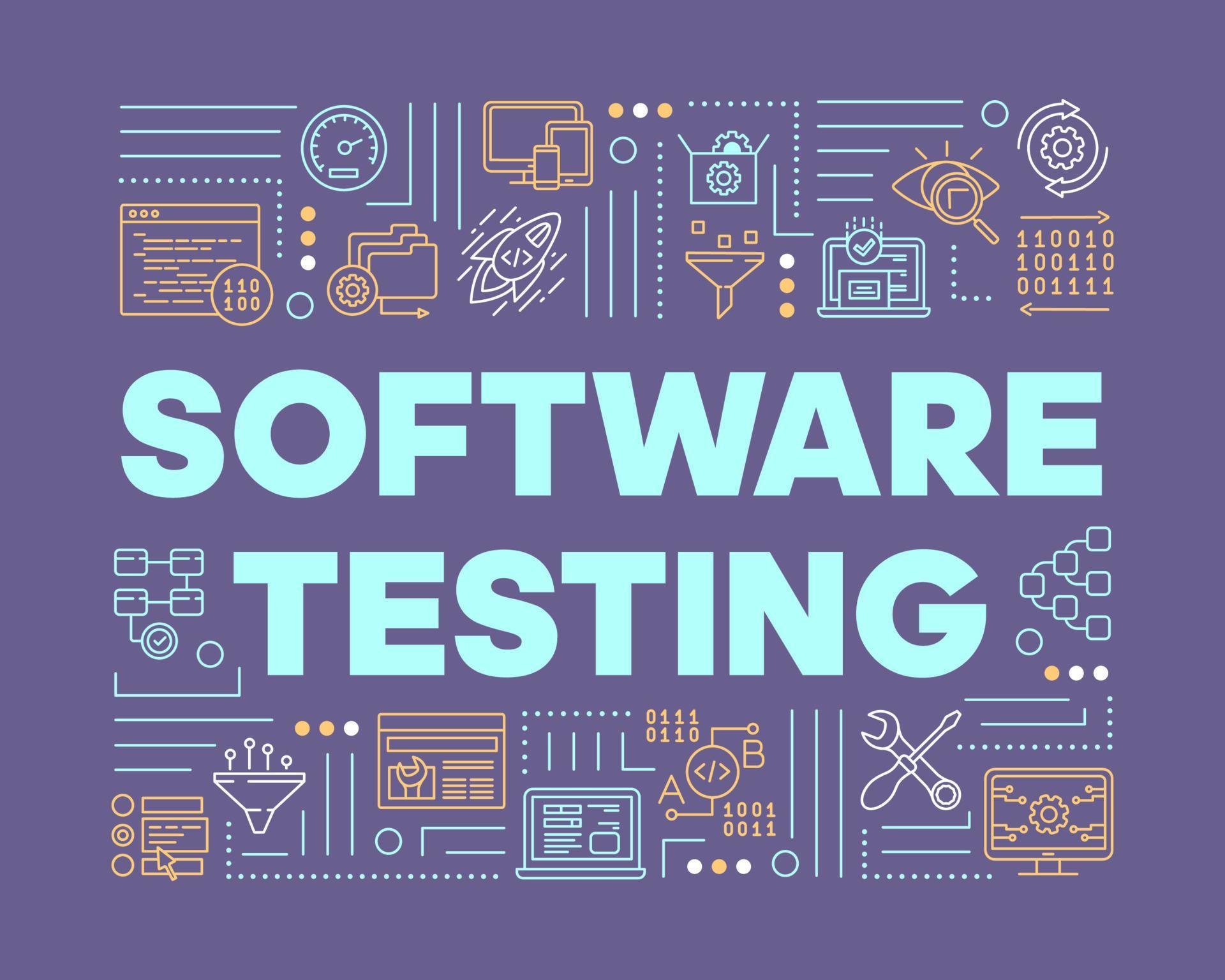 Software Testing Violet Word Concepts Banner Examine Computer System