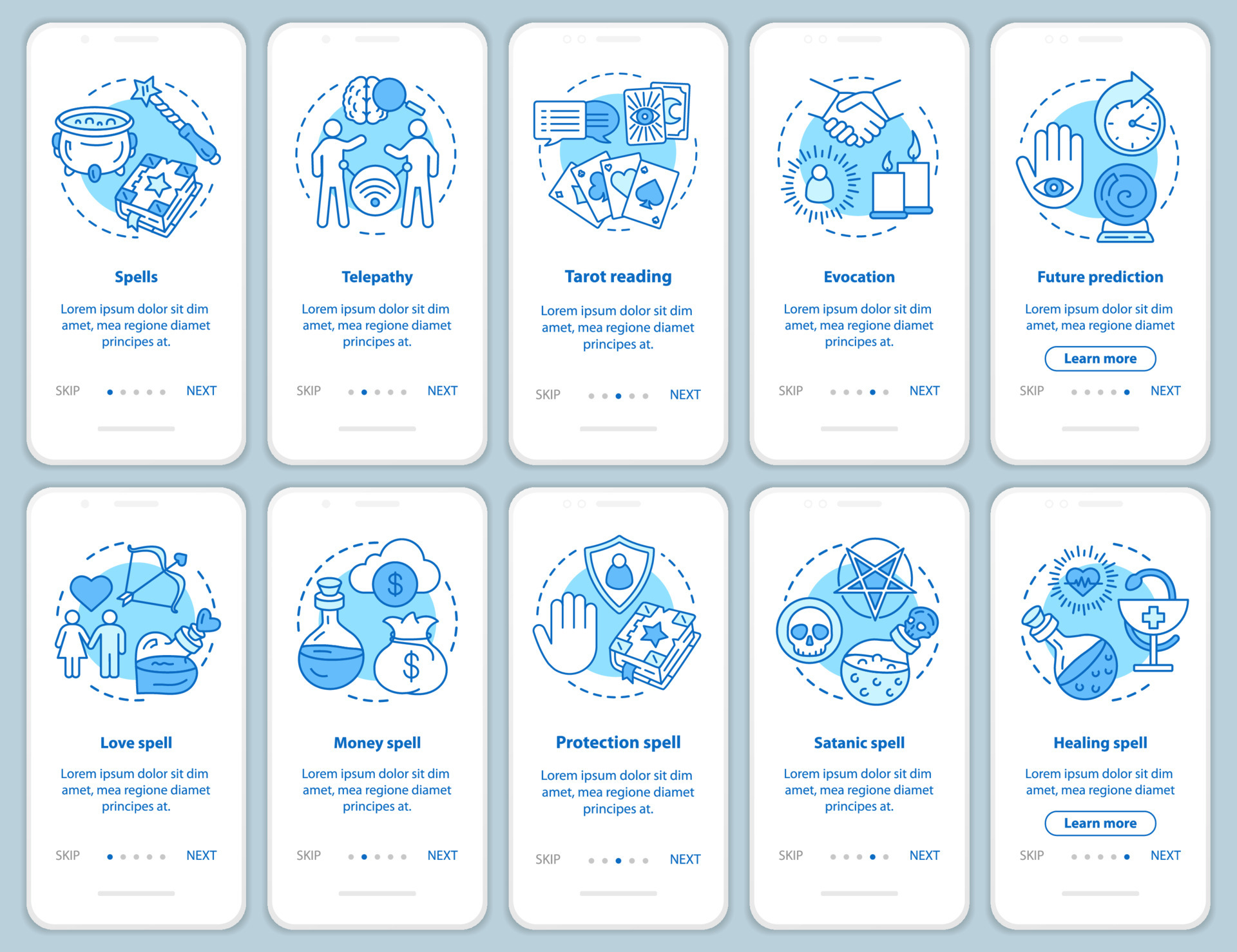 Magic Spells Onboarding Mobile App Page Screen With Linear Concepts Set Witchcraft And Sorcery