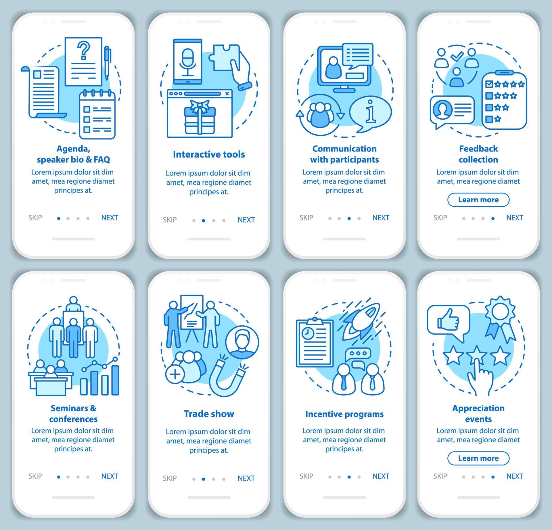 Corporate Events Planning Service Onboarding Mobile App Page Screen