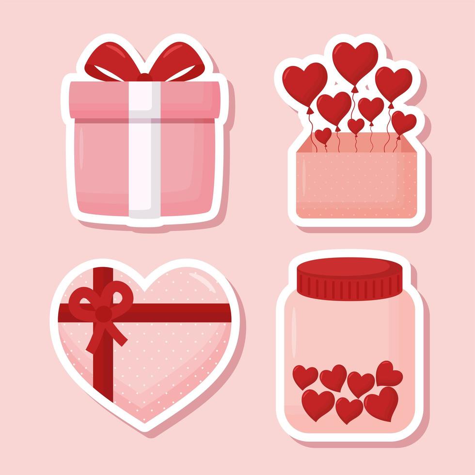 four valentines day items 5968210 Vector Art at Vecteezy