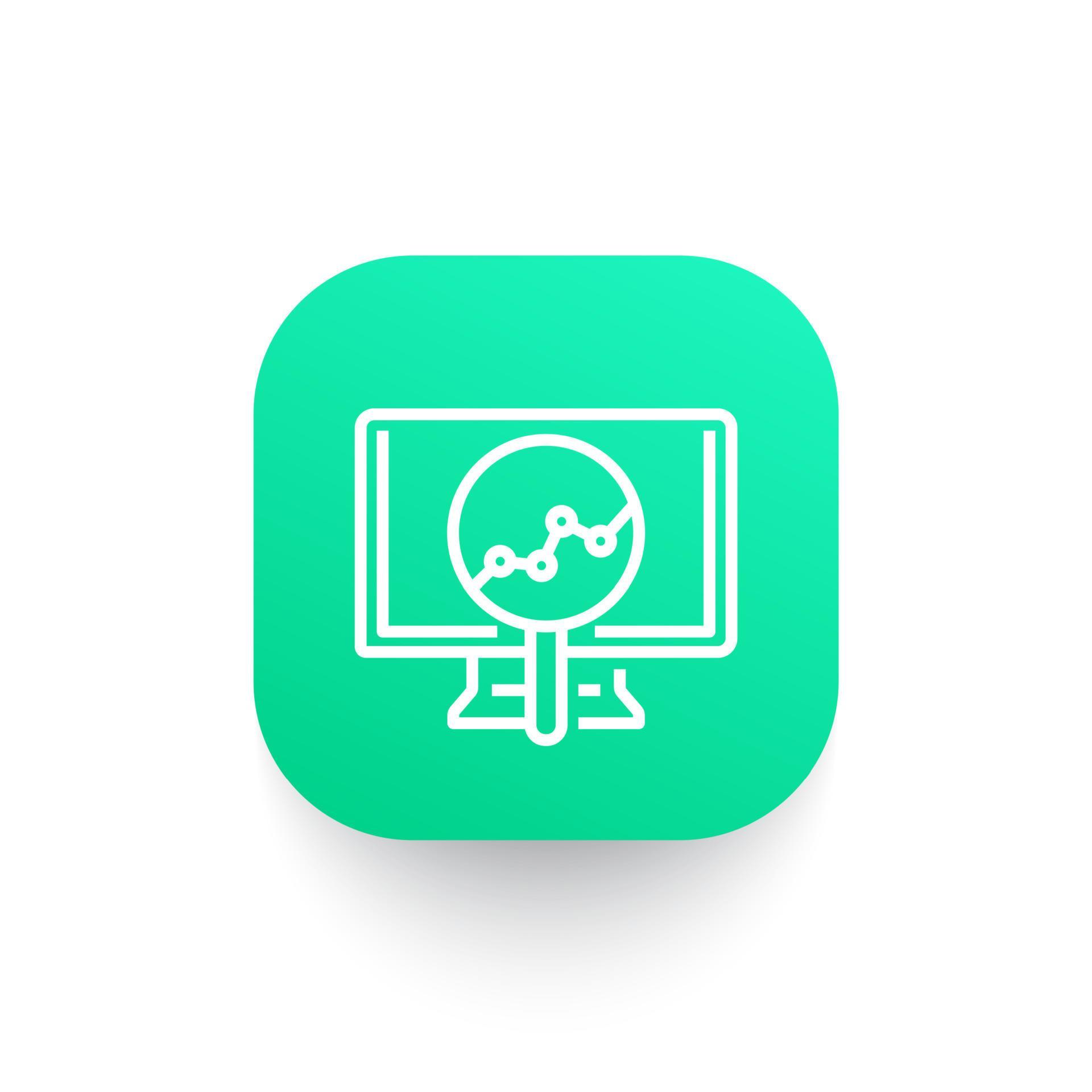 Analytics Line Icon Statistic Graph On Computer Screen Vector Illustration 5972960 Vector Art