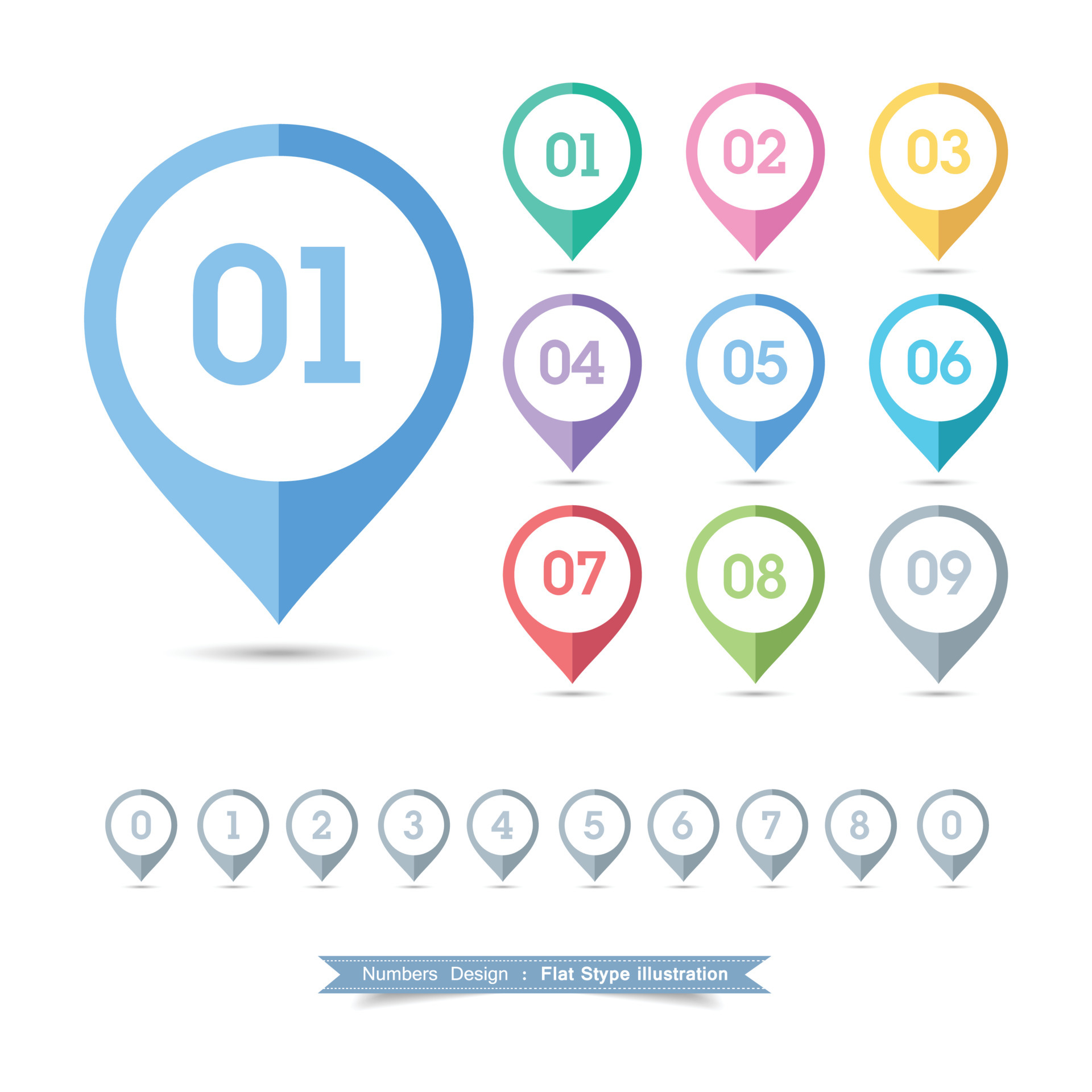 Numbers Icon set with full color vector design element 5976831 Vector ...