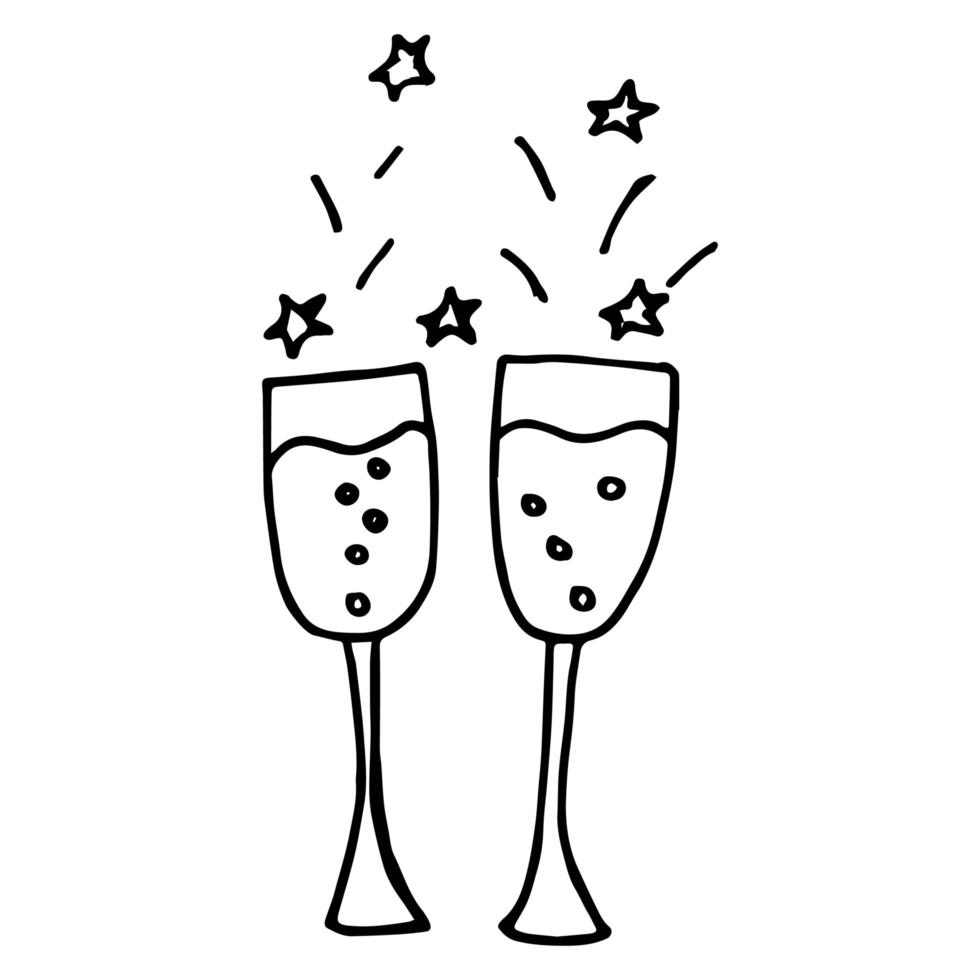 Continuous One Line Drawing Of Cheers Two Wine Glasses Vector