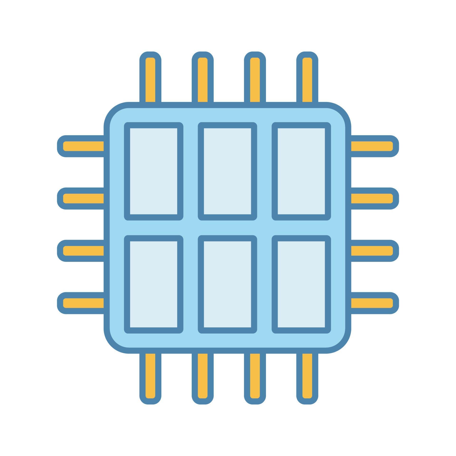 Six Core Processor Color Icon Hexa Microprocessor Microchip Chipset Cpu Central Processing