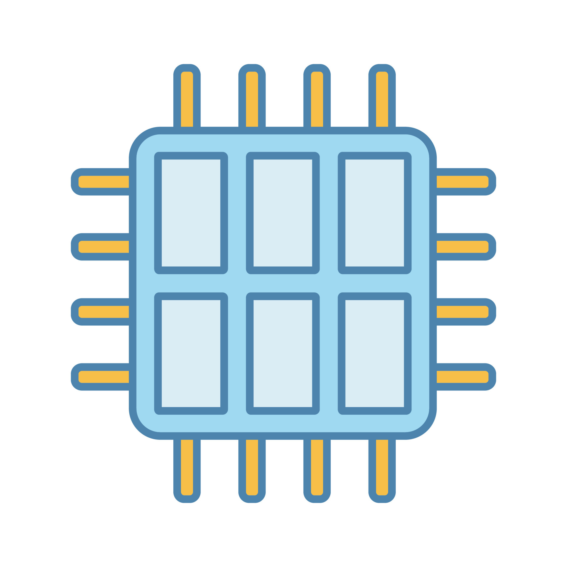 Six Core Processor Color Icon Hexa Microprocessor Microchip Chipset Cpu Central Processing