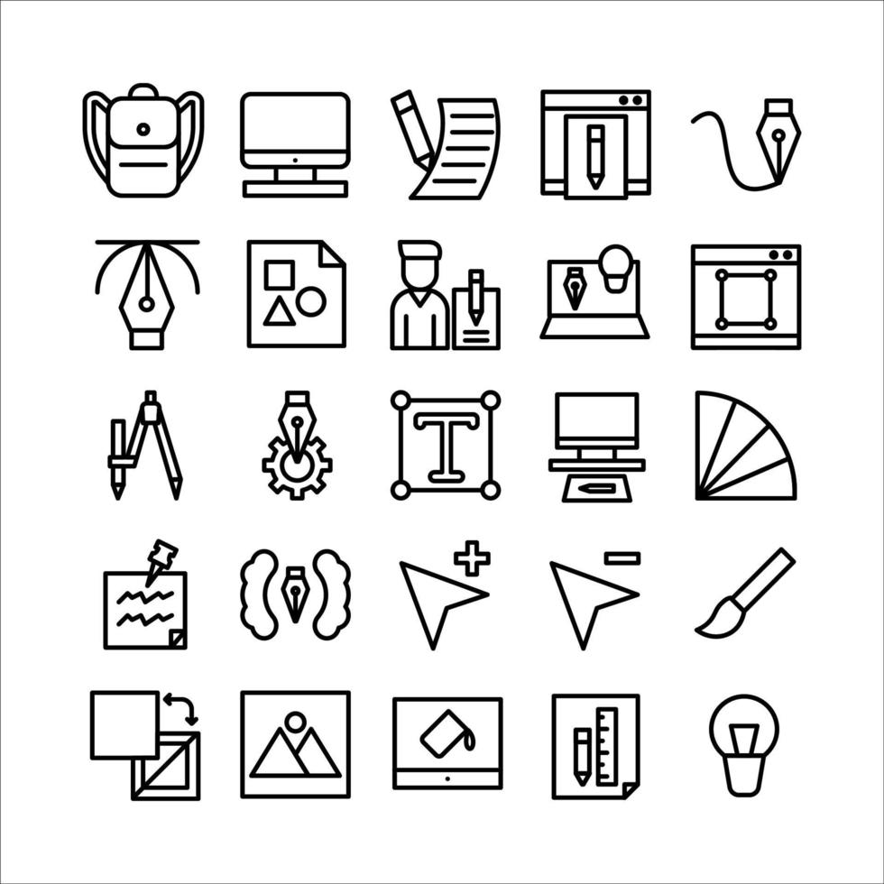 Designer icon set vector line for website, mobile app, presentation ...