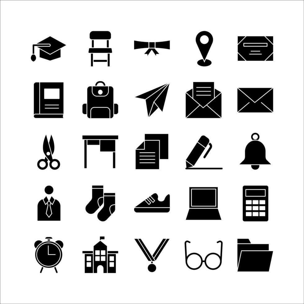 University icon set vector solid for website, mobile app, presentation ...