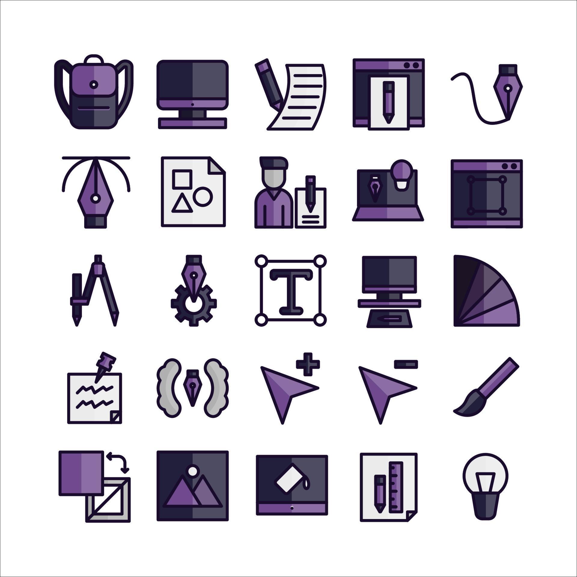Designer icon set vector flat line for website, mobile app ...