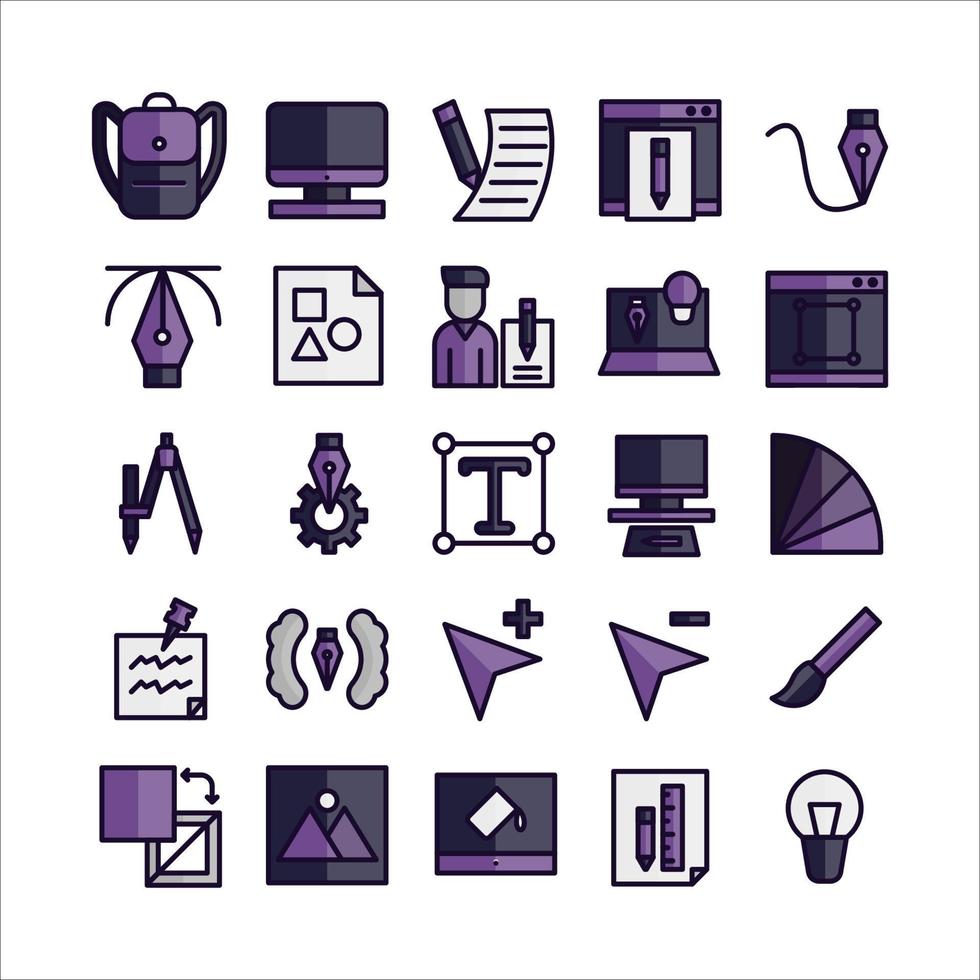 Designer icon set vector flat line for website, mobile app ...