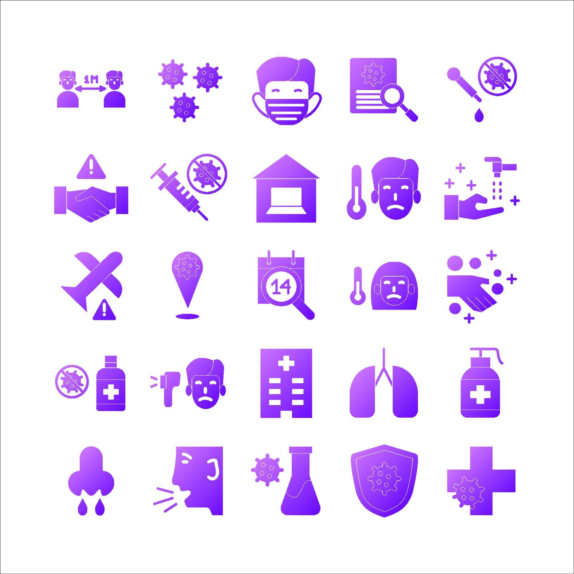 Virus icon set vector gradient for website, mobile app, presentation ...