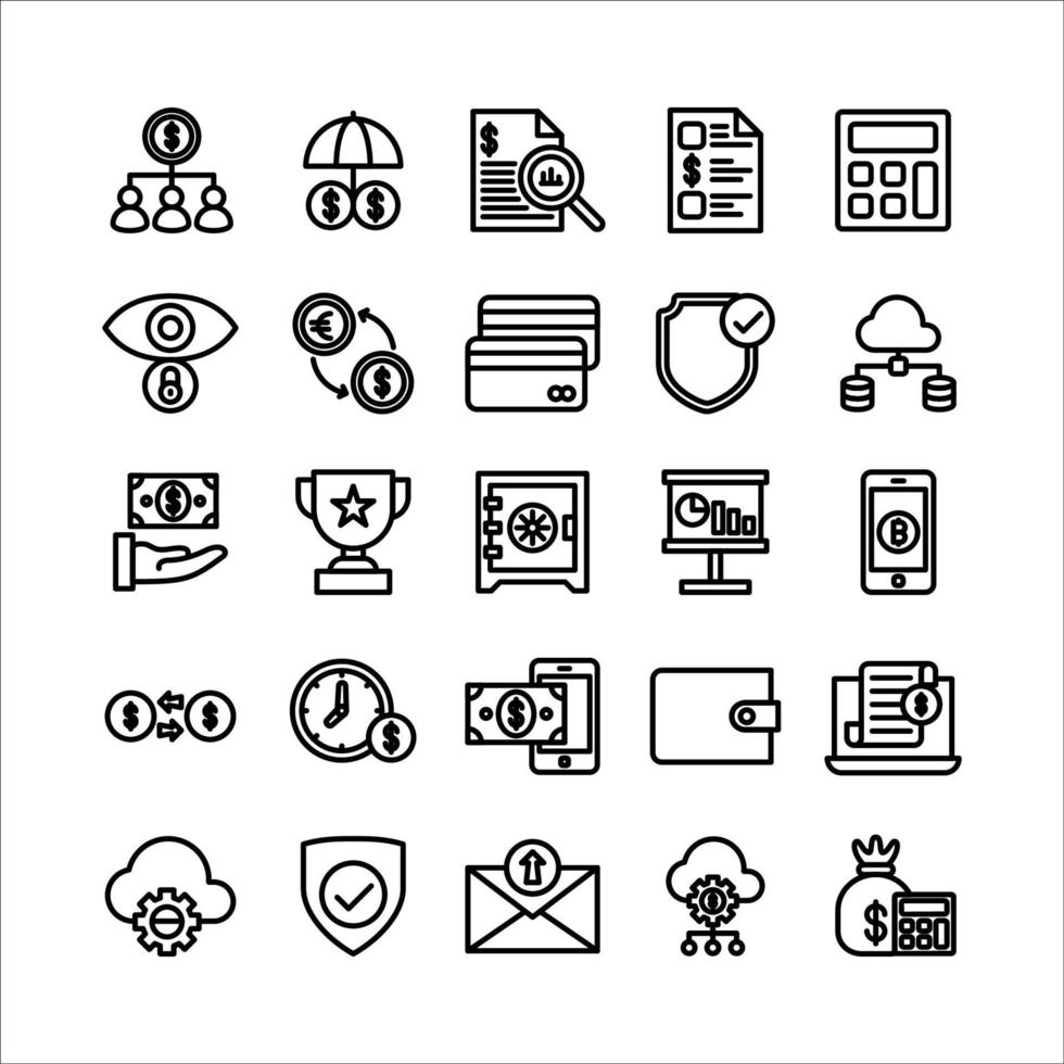 Fintech icon set vector line for website, mobile app, presentation ...