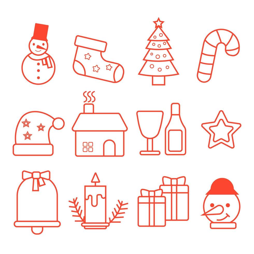 Flat Christmas icons, element for patterns, cards, apps stickers ...