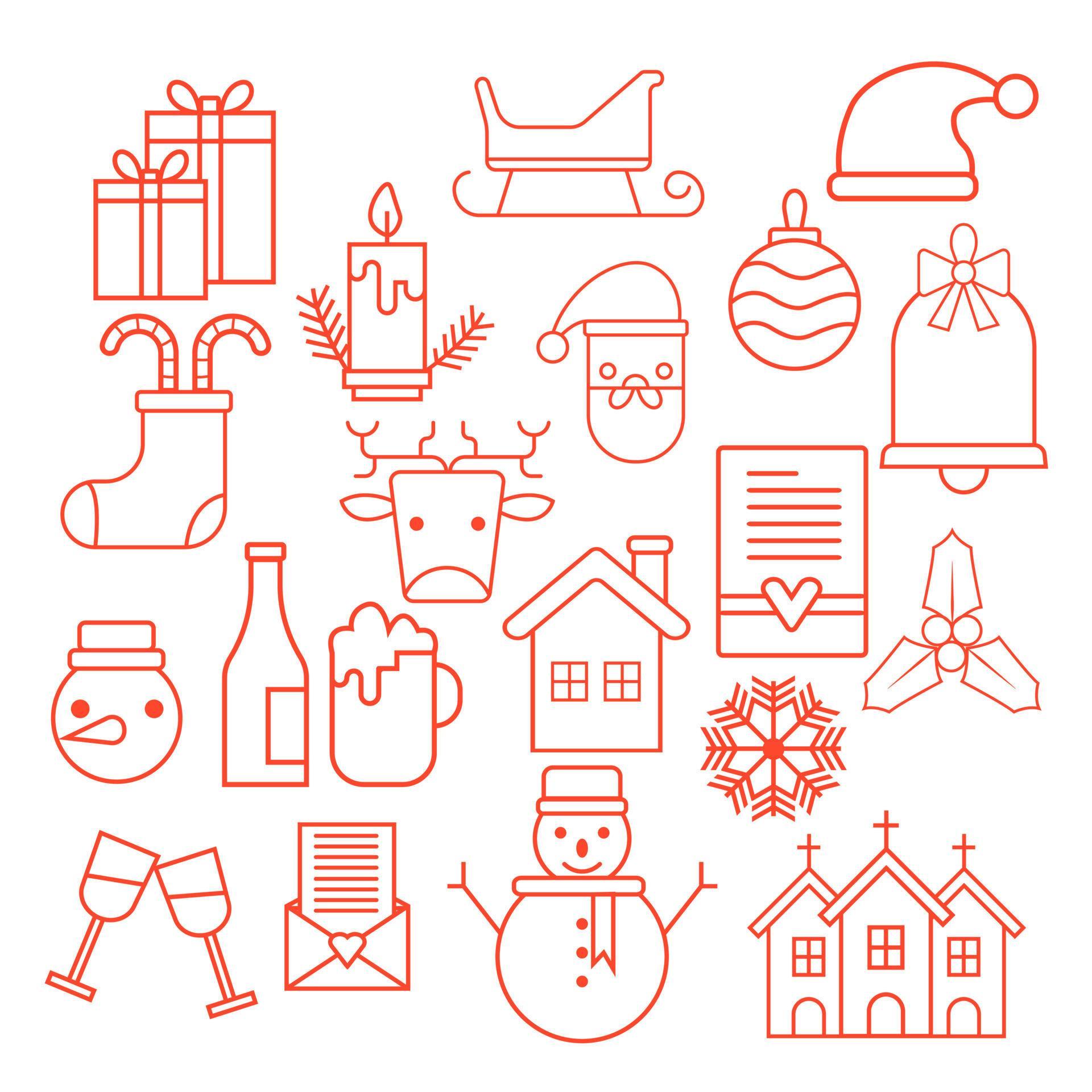 Flat Christmas icons, element for patterns, cards, apps stickers ...