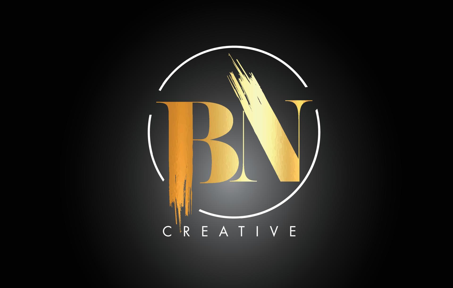 Golden BN Brush Stroke Letter Logo Design. Black Paint Logo Leters Icon. 6012874 Vector Art at ...