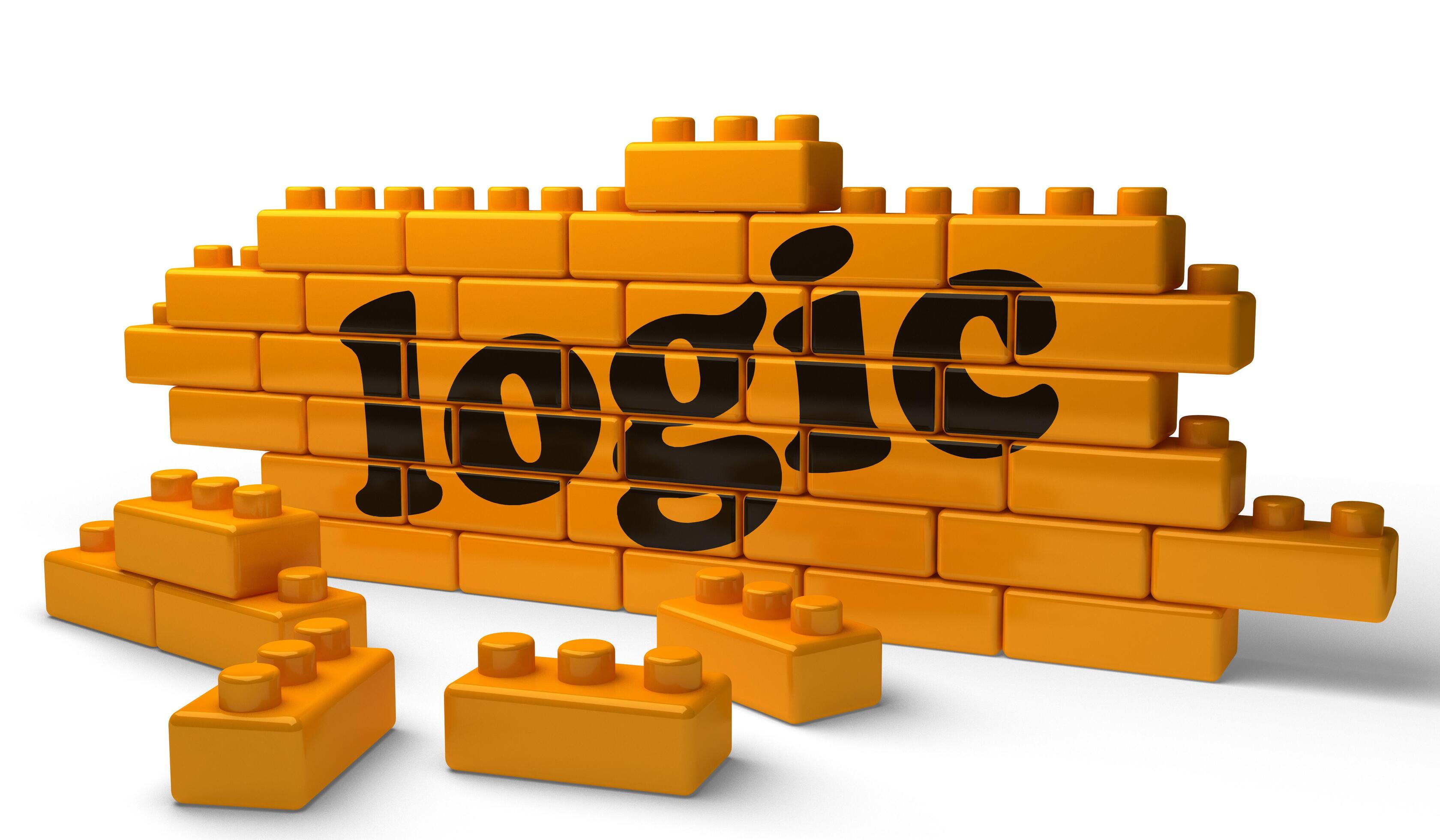 palabra lógica en la pared de ladrillo amarillo 6013293 Foto de stock en Vecteezy