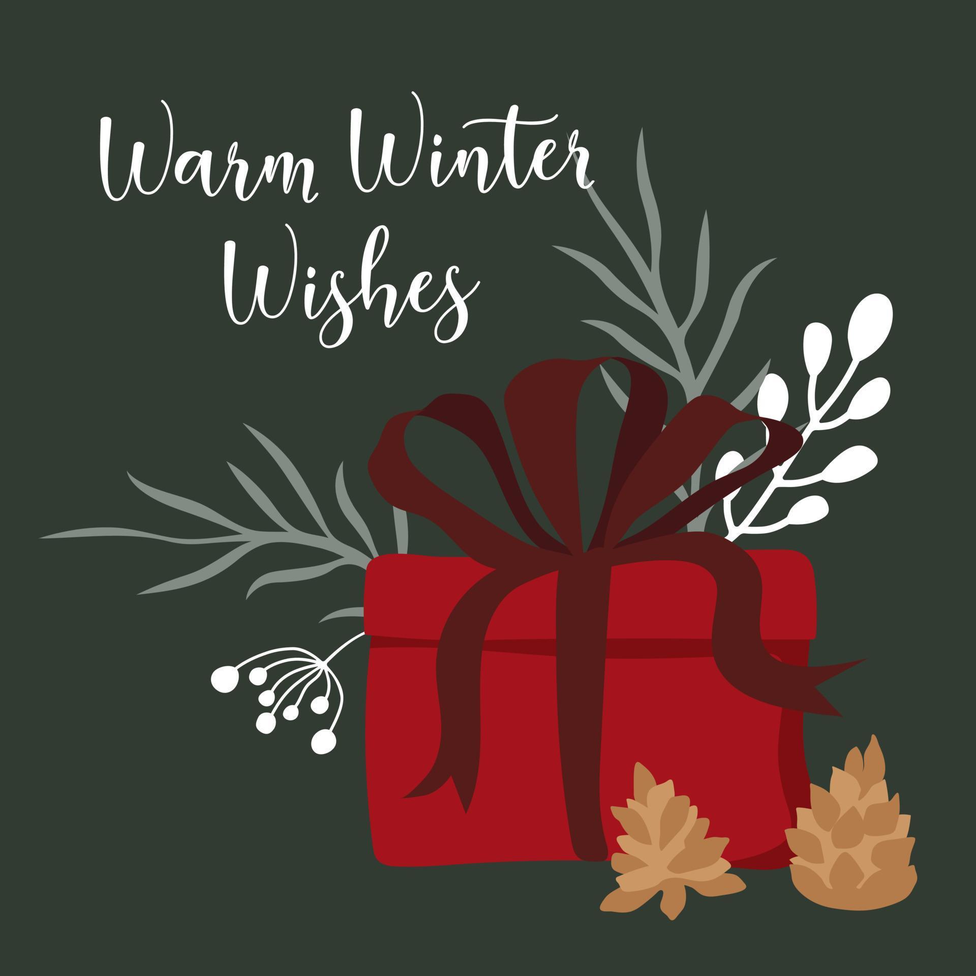 Winter happy holidays. Cozy vector collection in red and green colors ...