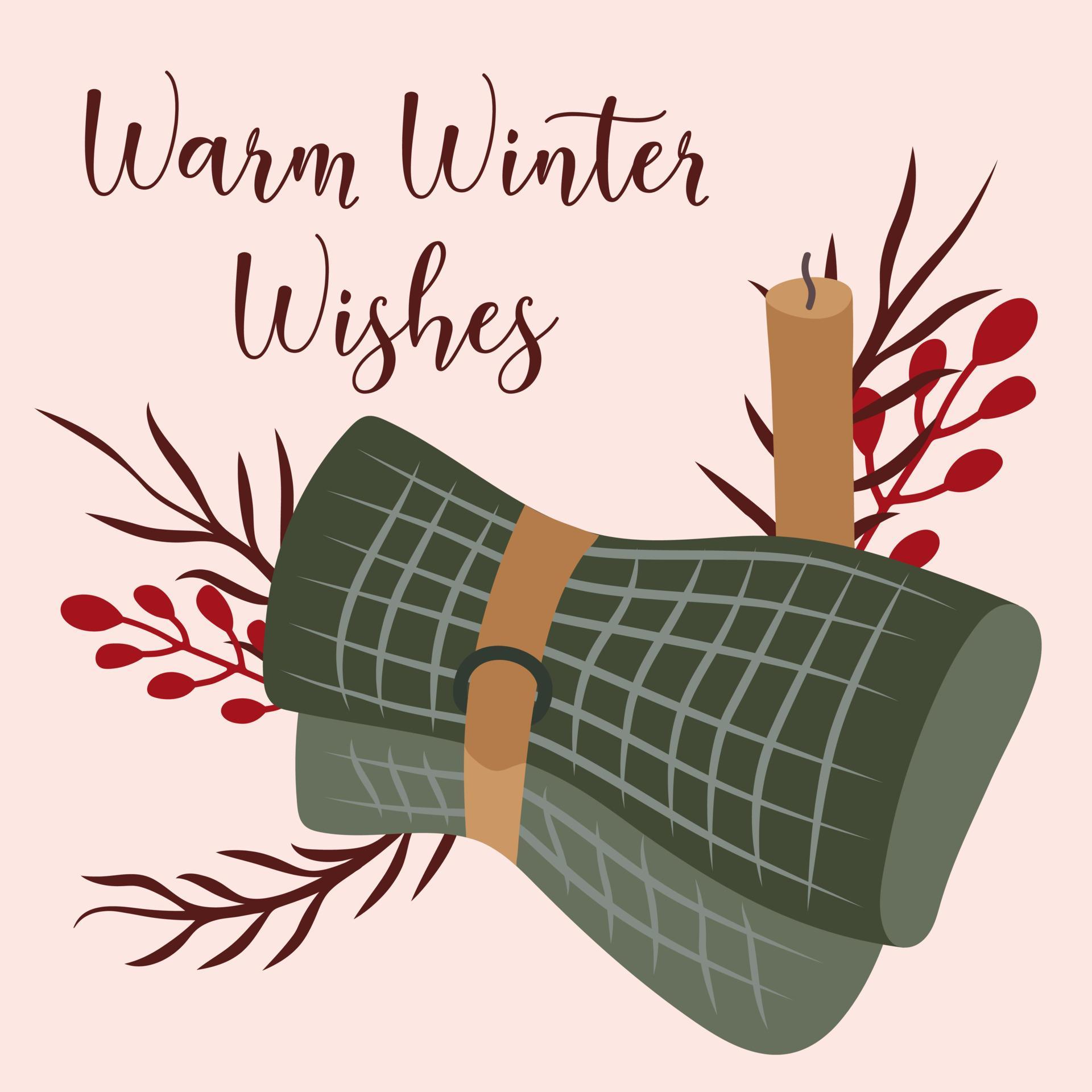 Winter happy holidays. Cozy vector collection in red and green colors ...