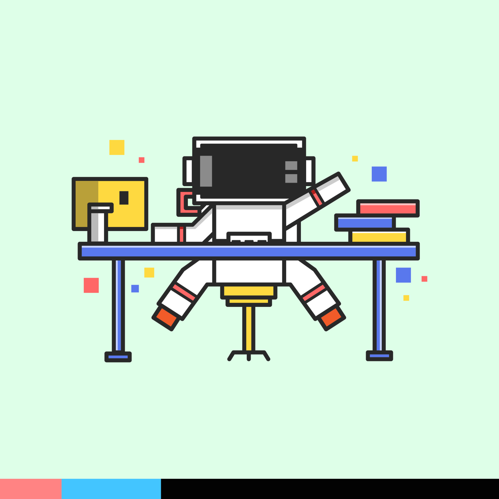 Astronaut box working at the computer 6029893 Vector Art at Vecteezy