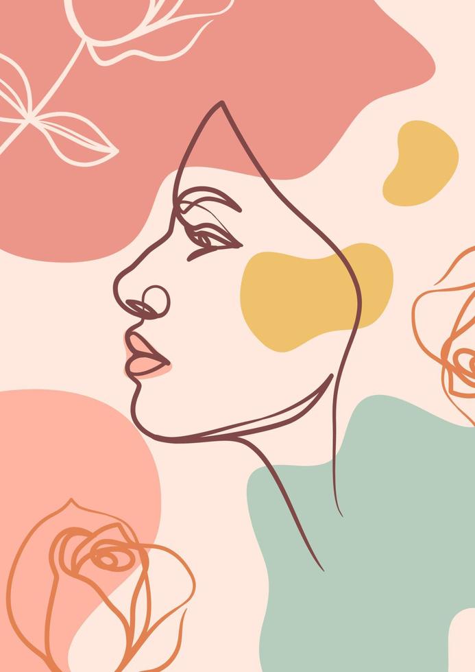Woman Face One Line Art Drawing Poster Continuous Line Drawing Style