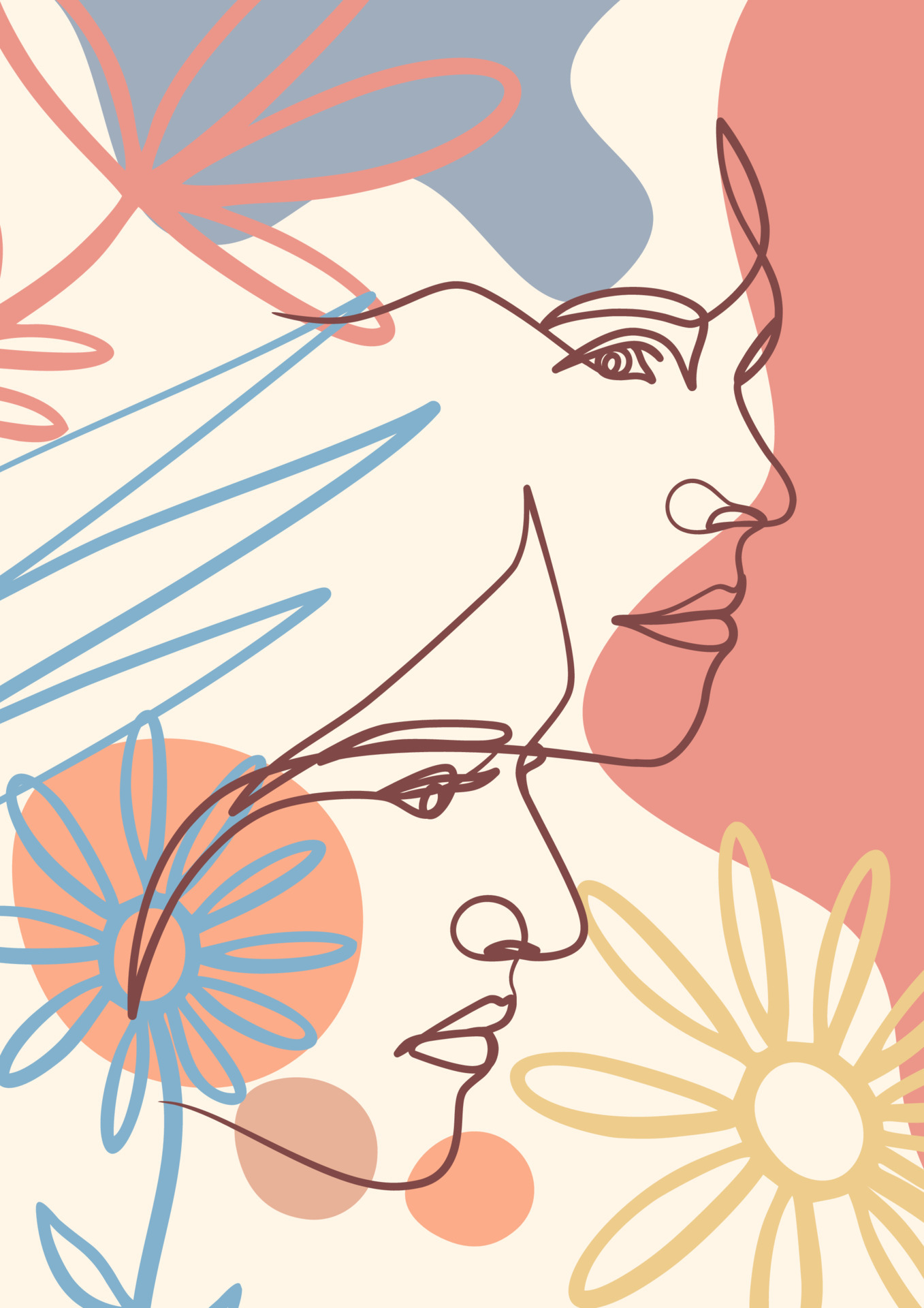 Woman Face One Line Art Drawing Poster Continuous Line Drawing Style 6034511 Vector Art At Vecteezy